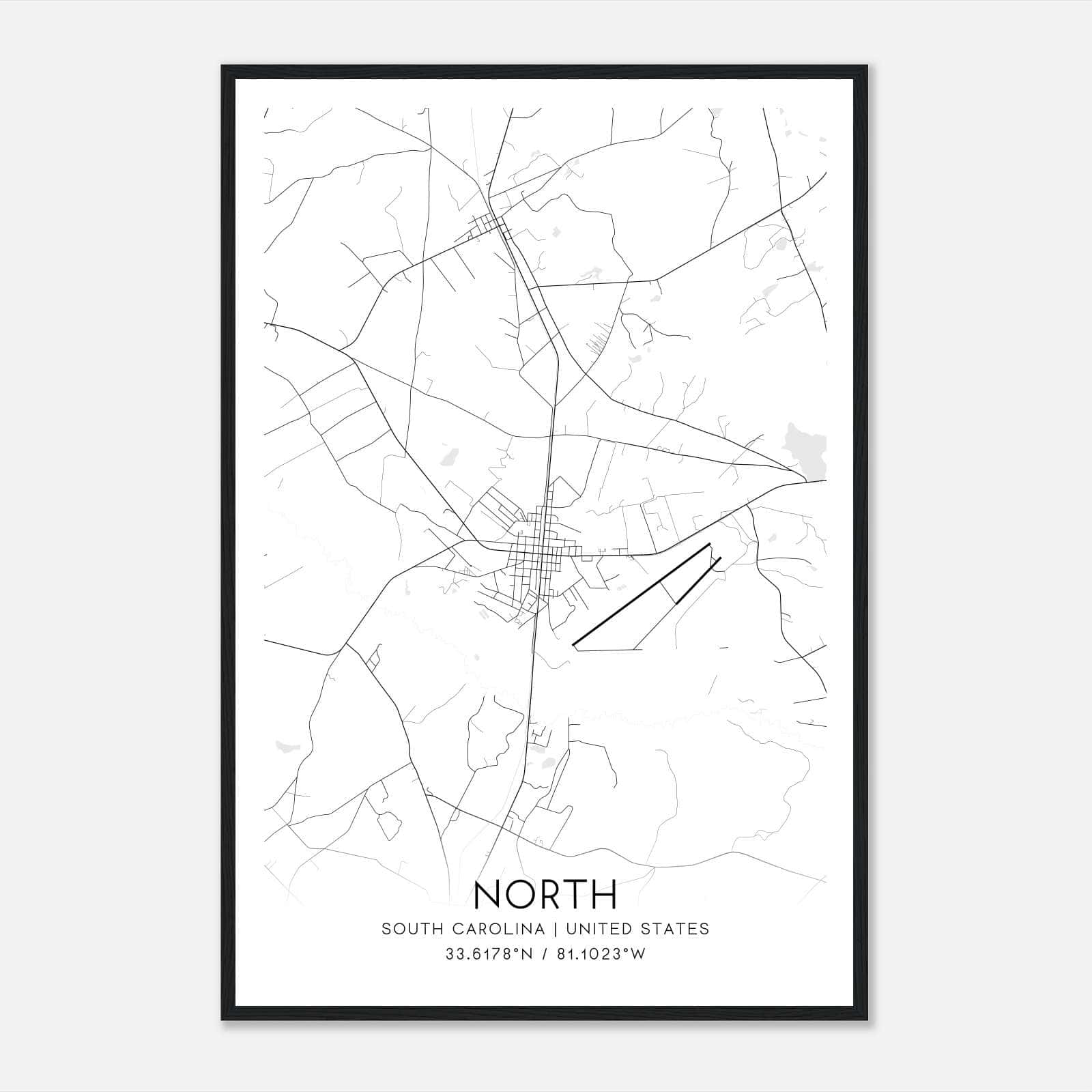 North South Carolina Map Poster, Modern Home Decor Wall Art Print ...