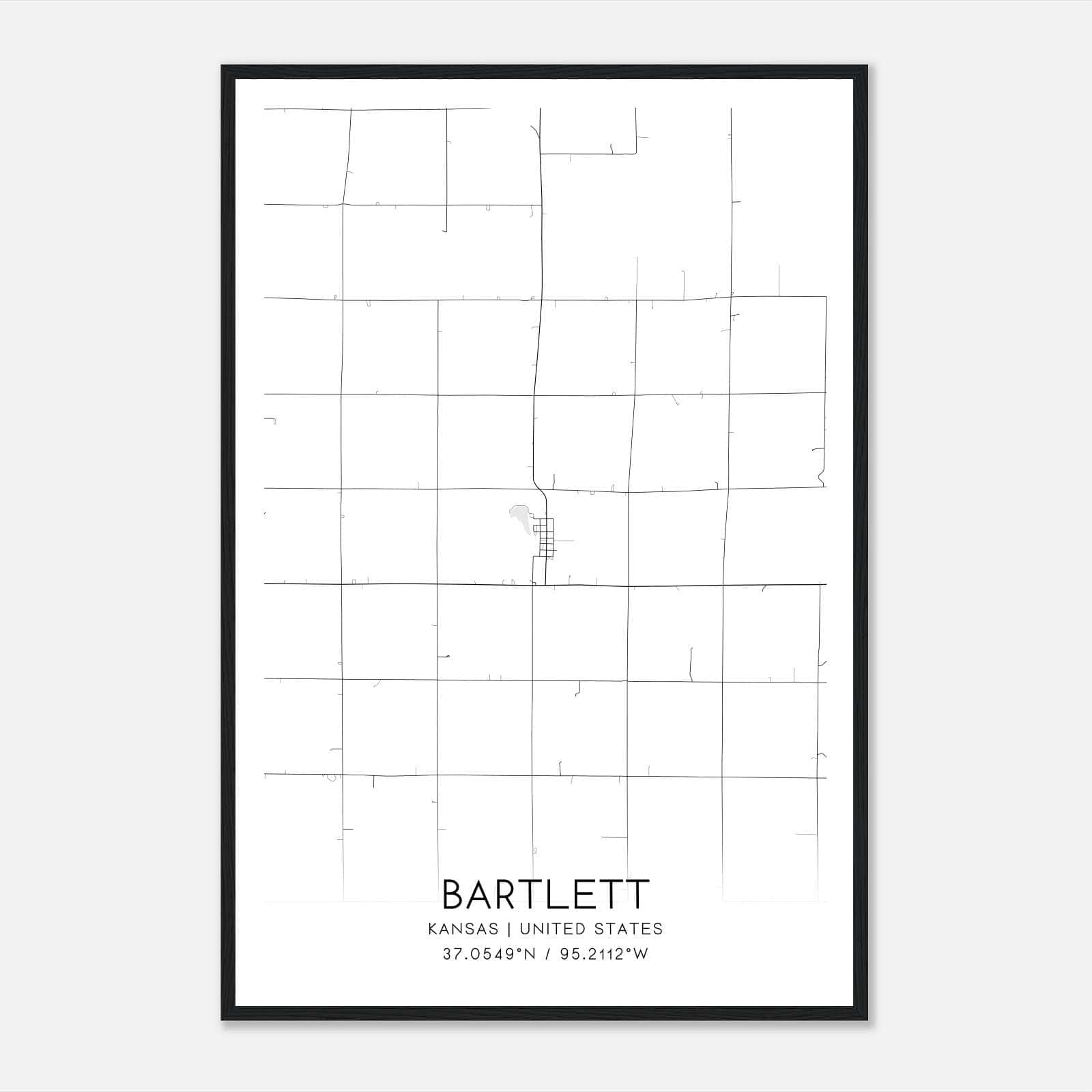 Bartlett Kansas Map Poster, Modern Home Decor Wall Art Print - Custom Maps & Posters