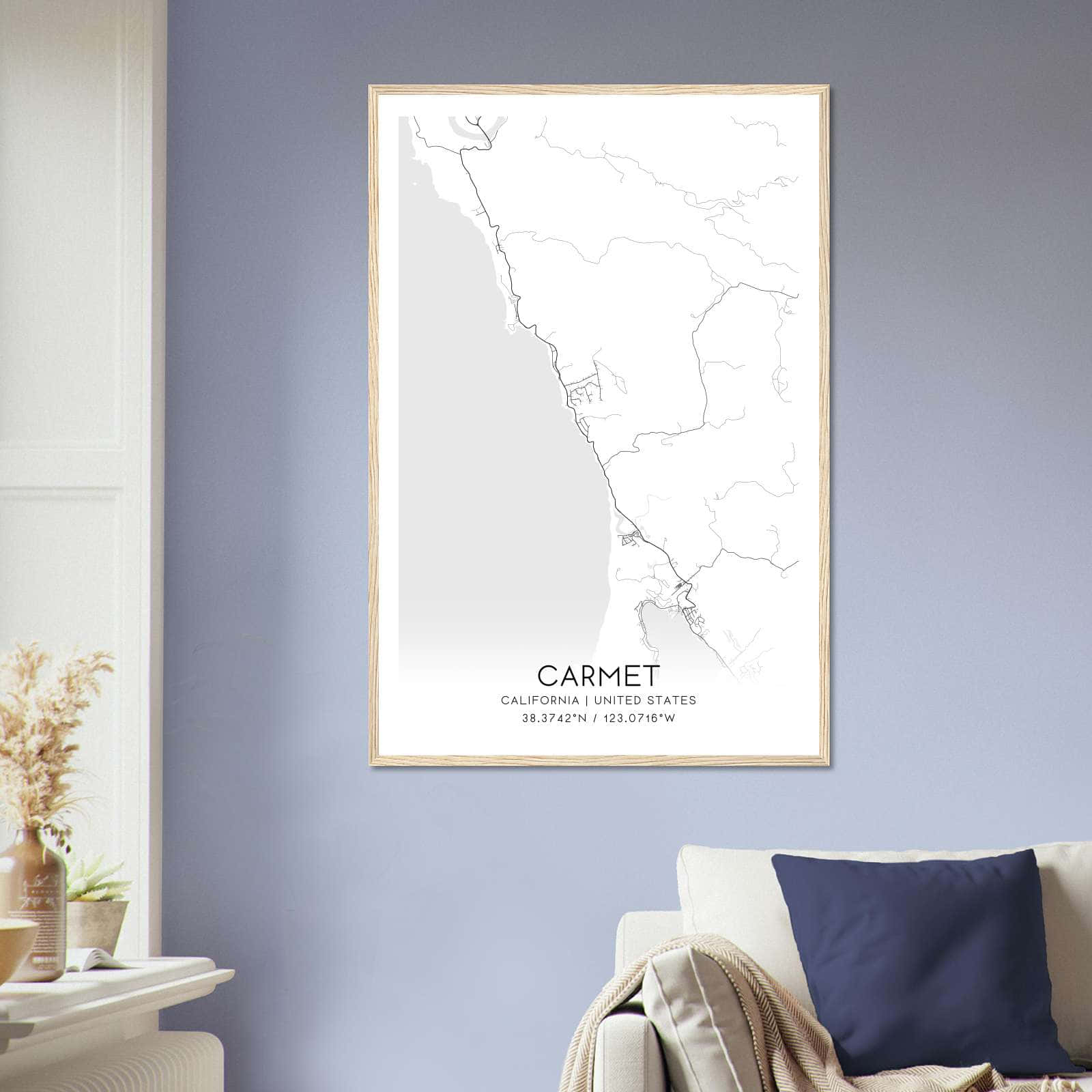 Carmet California Map Poster, Modern Home Decor Wall Art Print - Custom ...