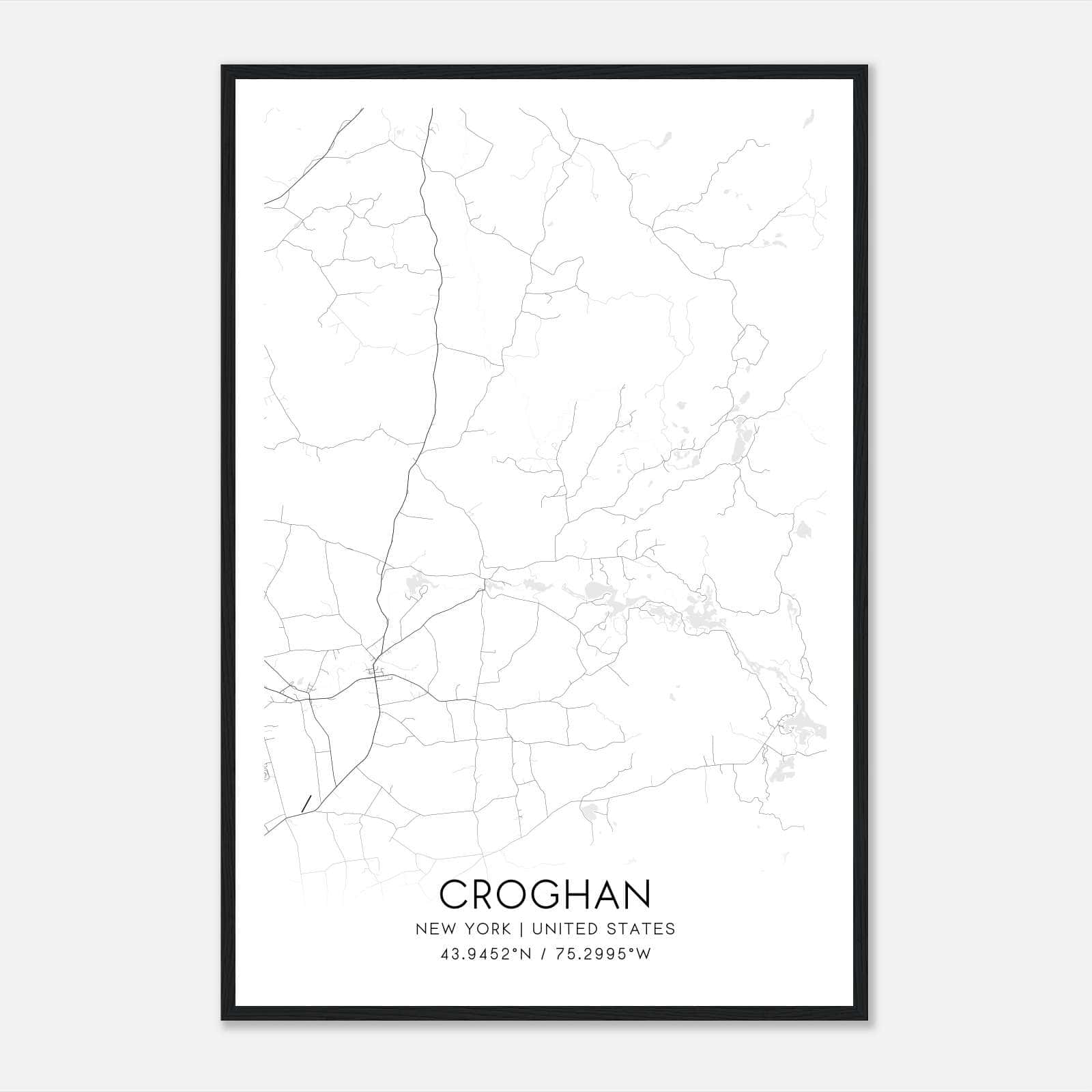 Croghan New York Map Poster, Modern Home Decor Wall Art Print - Custom ...