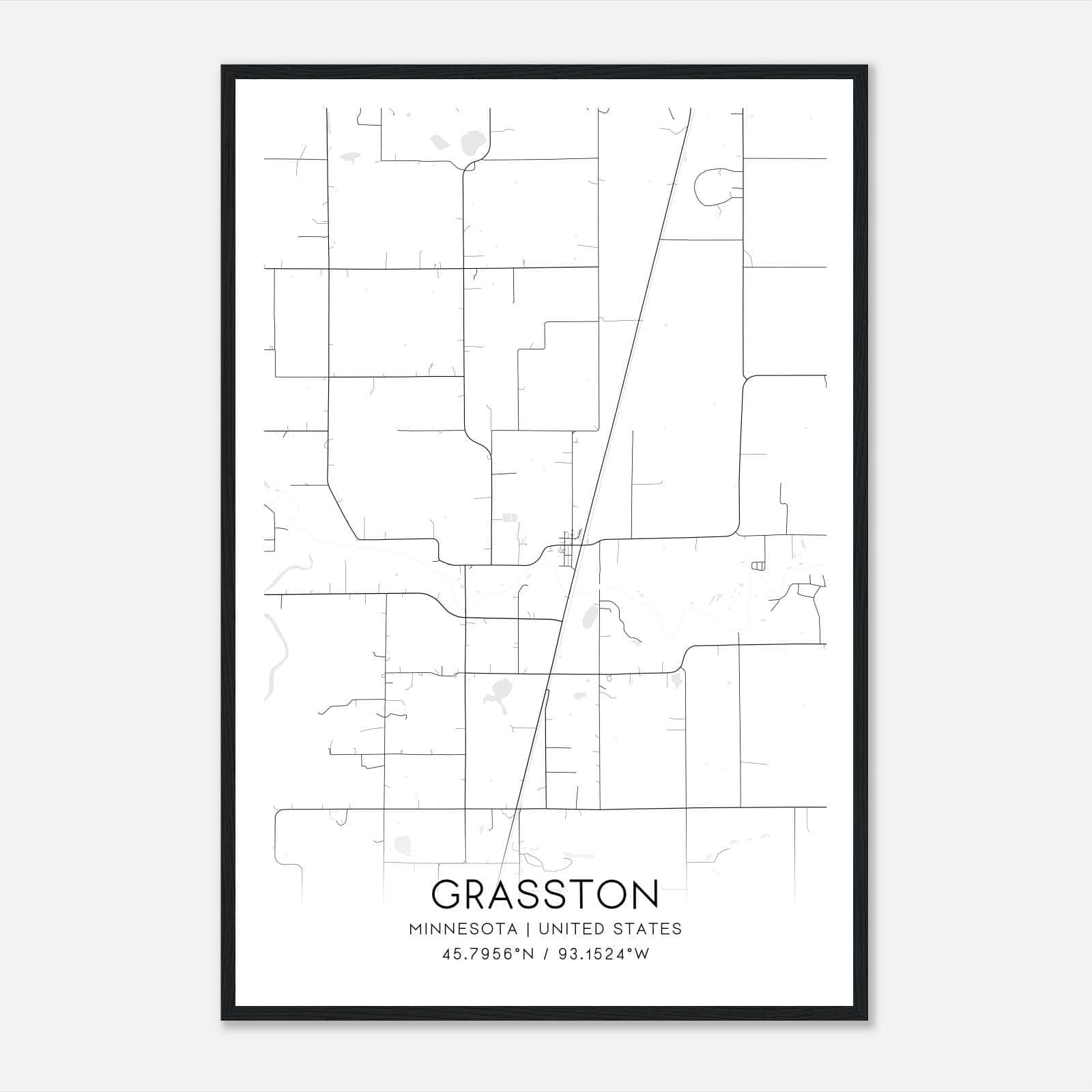 Grasston Minnesota Map Poster, Modern Home Decor Wall Art Print ...