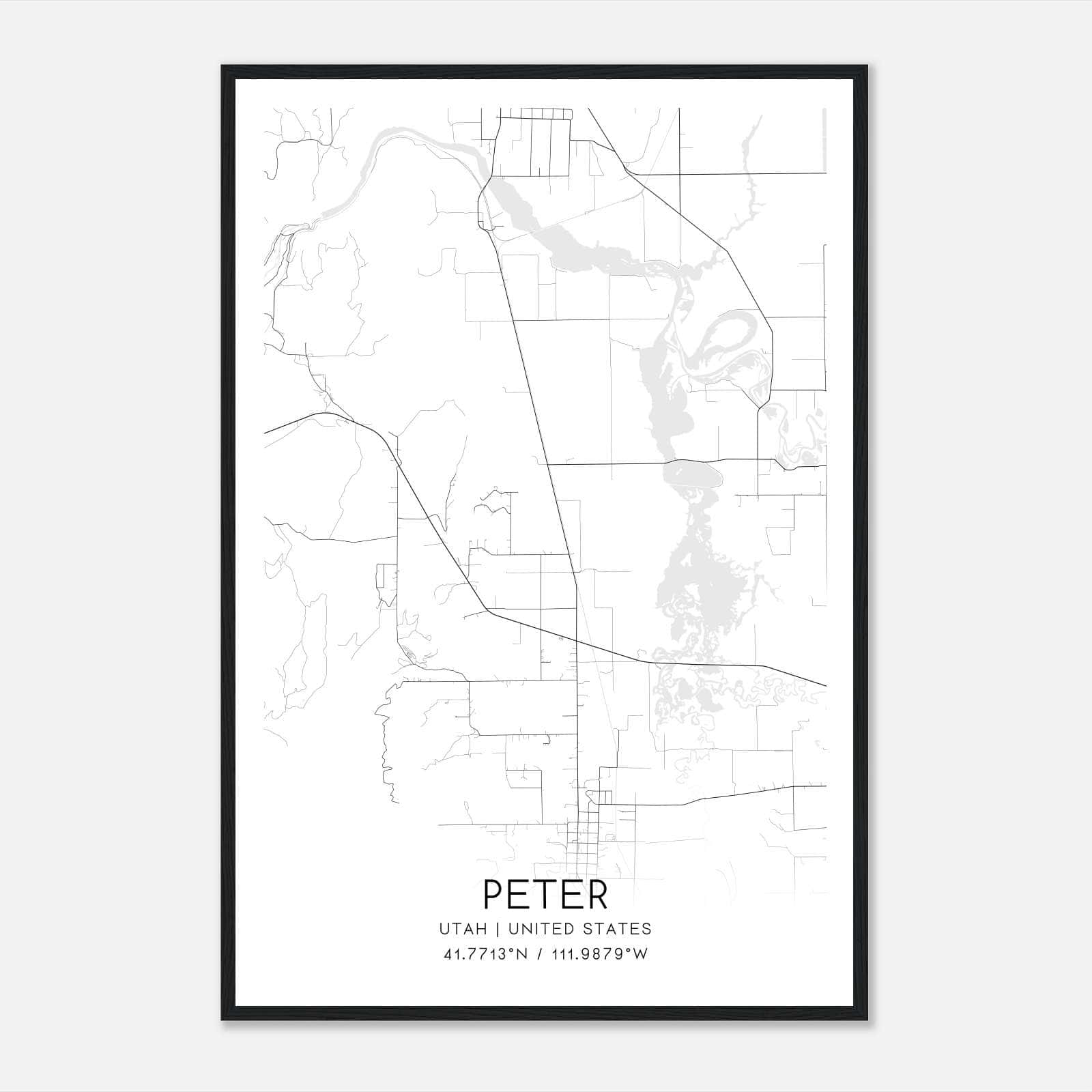 Peter Utah Map Poster, Modern Home Decor Wall Art Print - Custom Maps & Posters