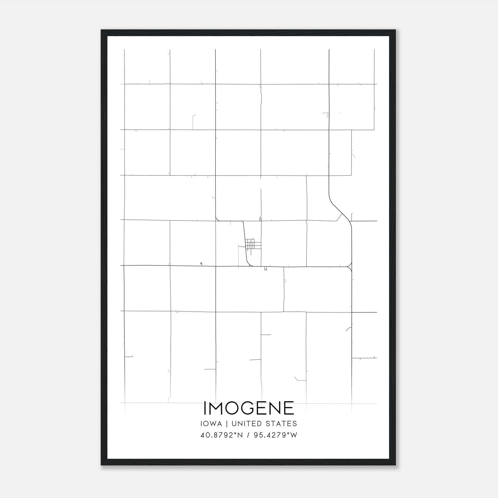 Imogene Iowa Map Poster, Modern Home Decor Wall Art Print - Custom Maps ...