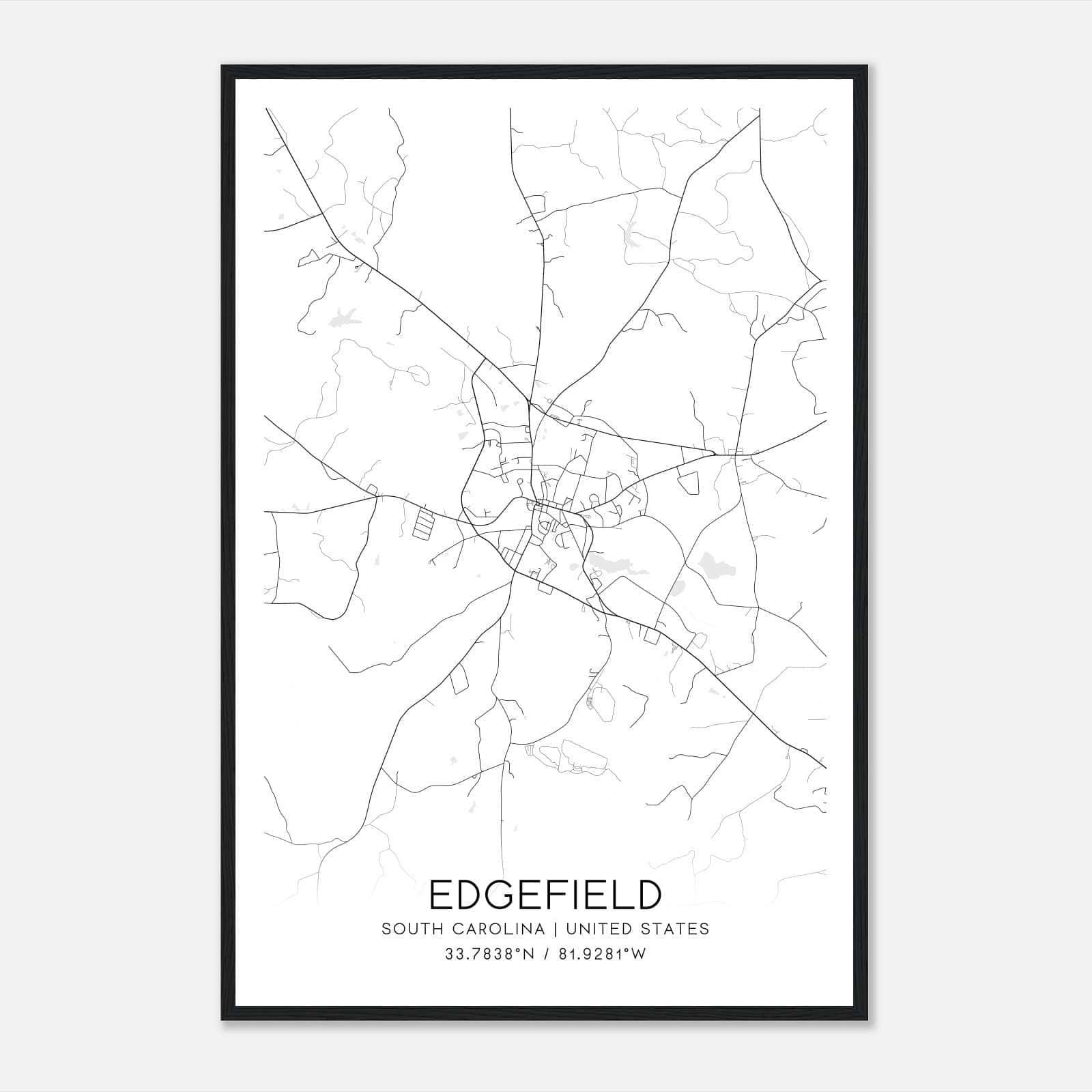 Edgefield South Carolina Map Poster, Modern Home Decor Wall Art Print ...