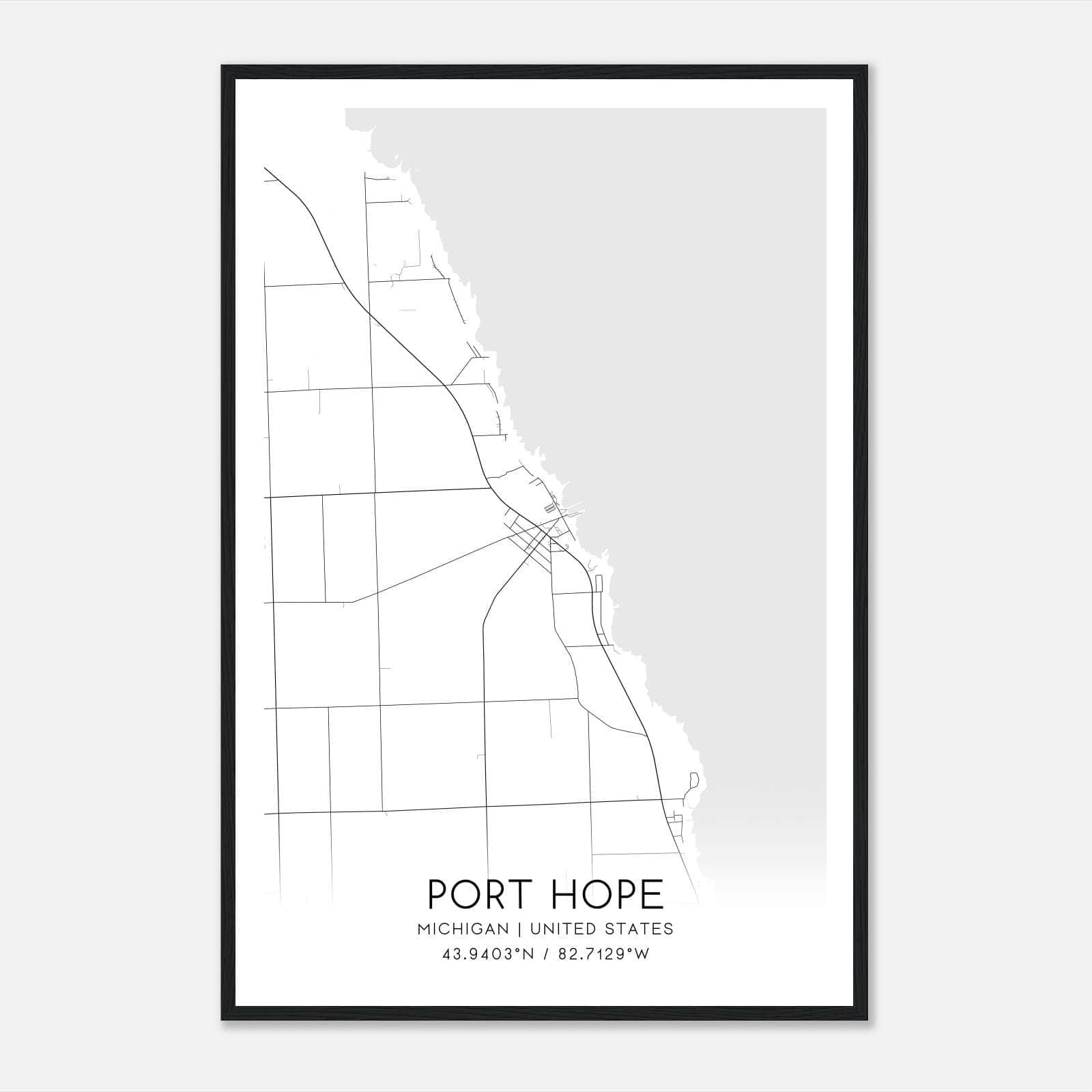 Port Hope Michigan Map Poster, Modern Home Decor Wall Art Print ...