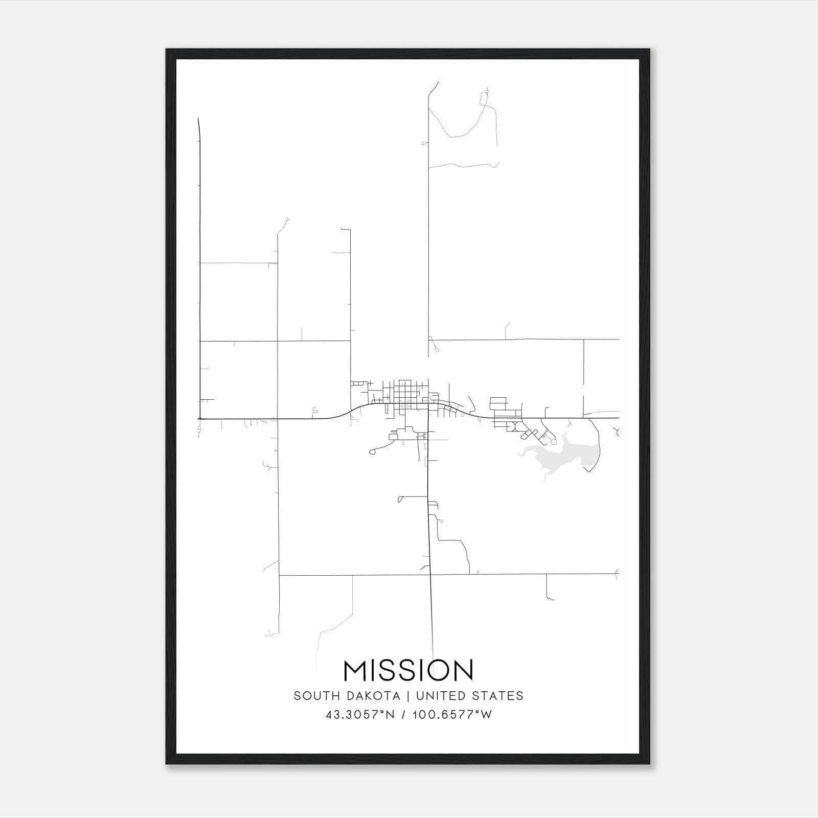 Mission South Dakota Map Poster, Modern Home Decor Wall Art Print ...