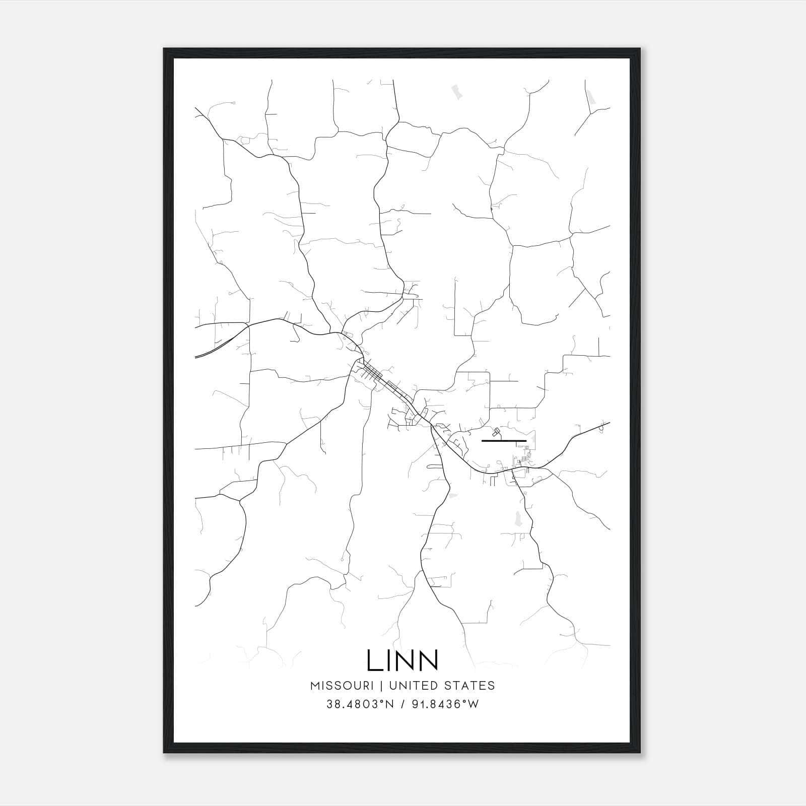 Linn Missouri Map Poster, Modern Home Decor Wall Art Print - Custom ...