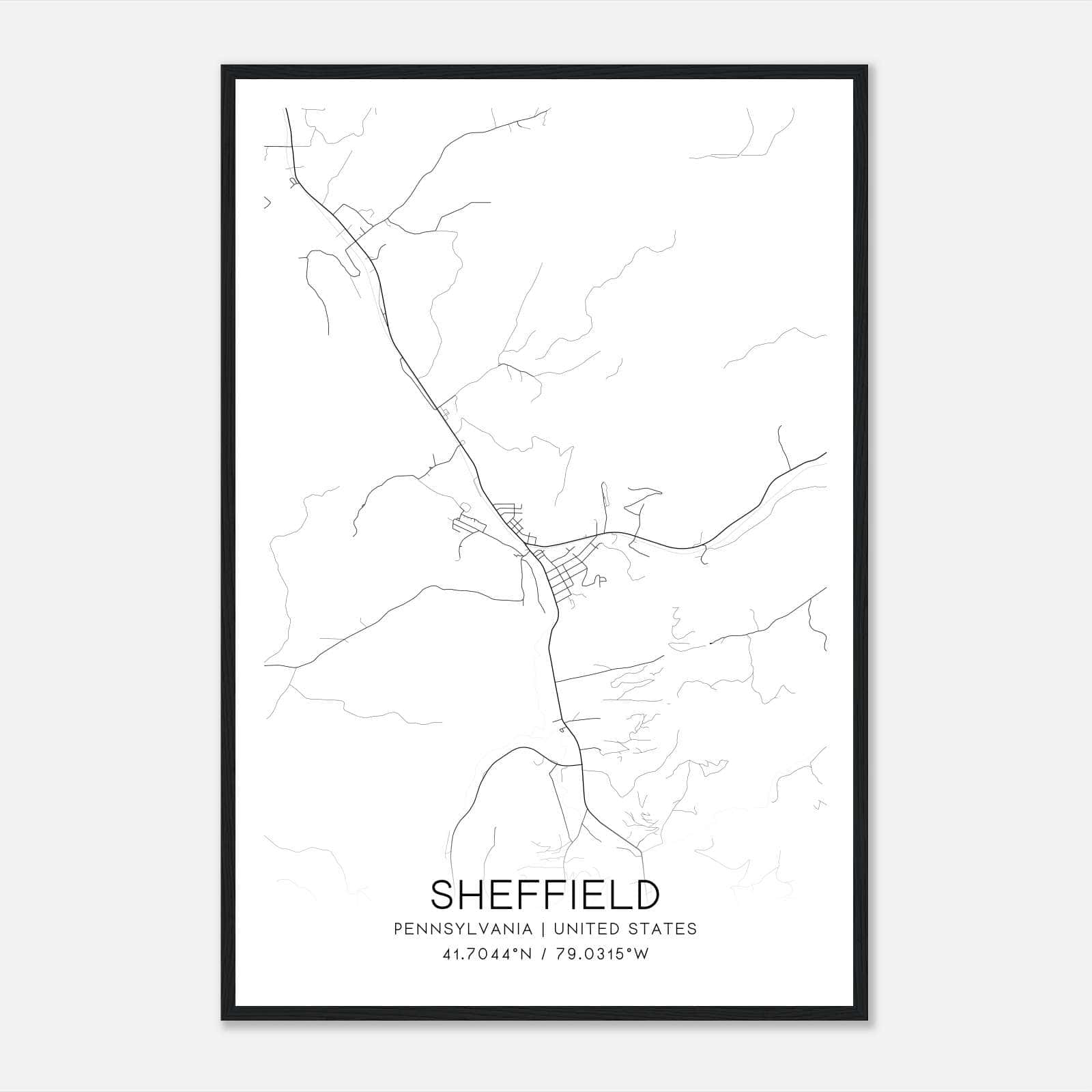 Sheffield Pennsylvania Map Poster, Modern Home Decor Wall Art Print ...