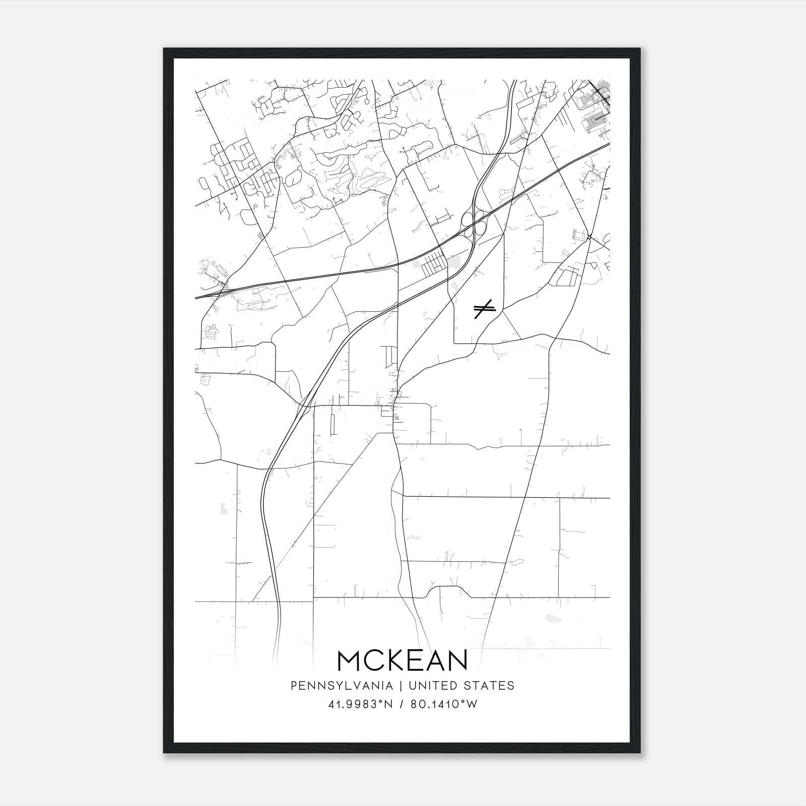 Mckean Pennsylvania Map Poster, Modern Home Decor Wall Art Print - Custom Maps & Posters