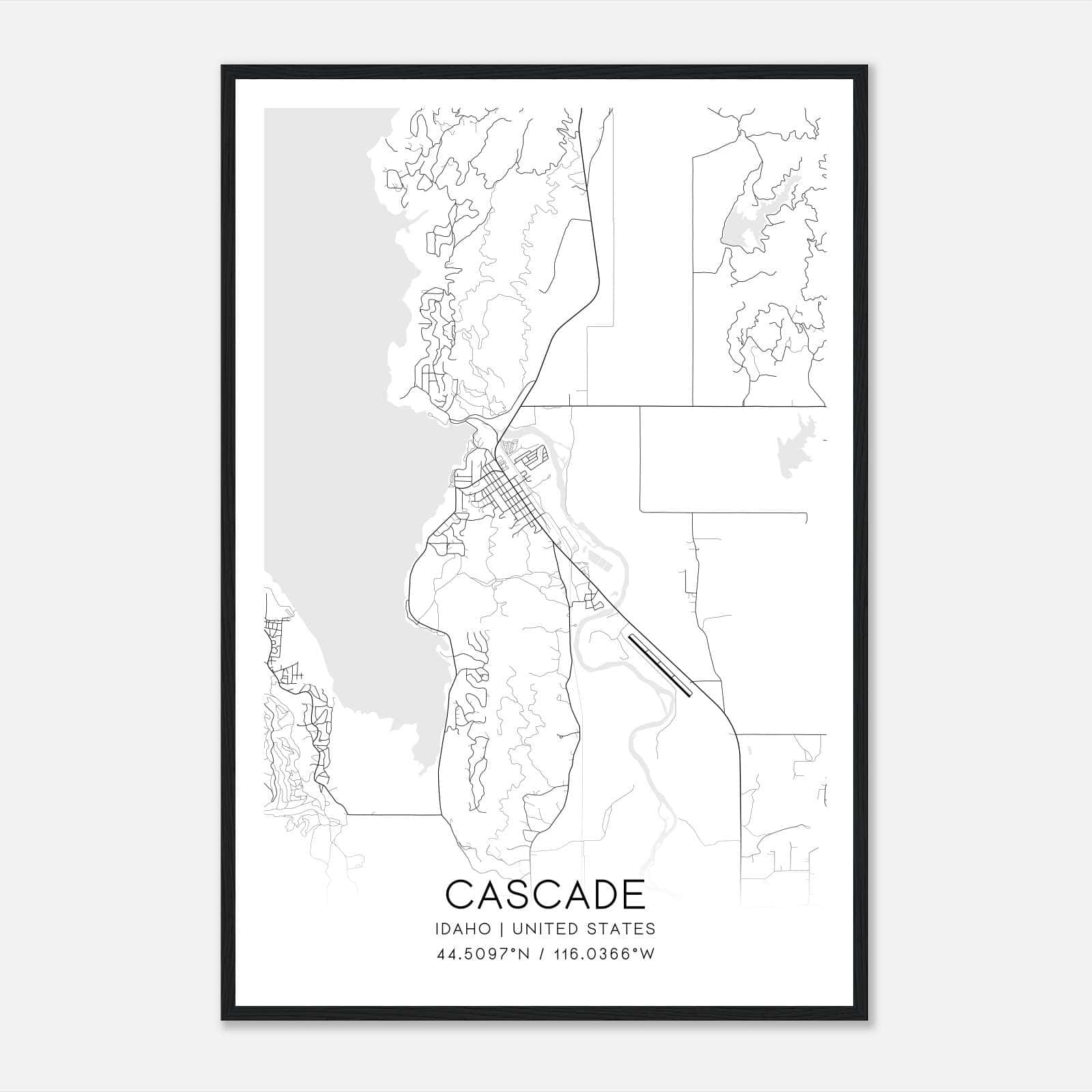 Cascade Idaho Map Poster, Modern Home Decor Wall Art Print - Custom ...