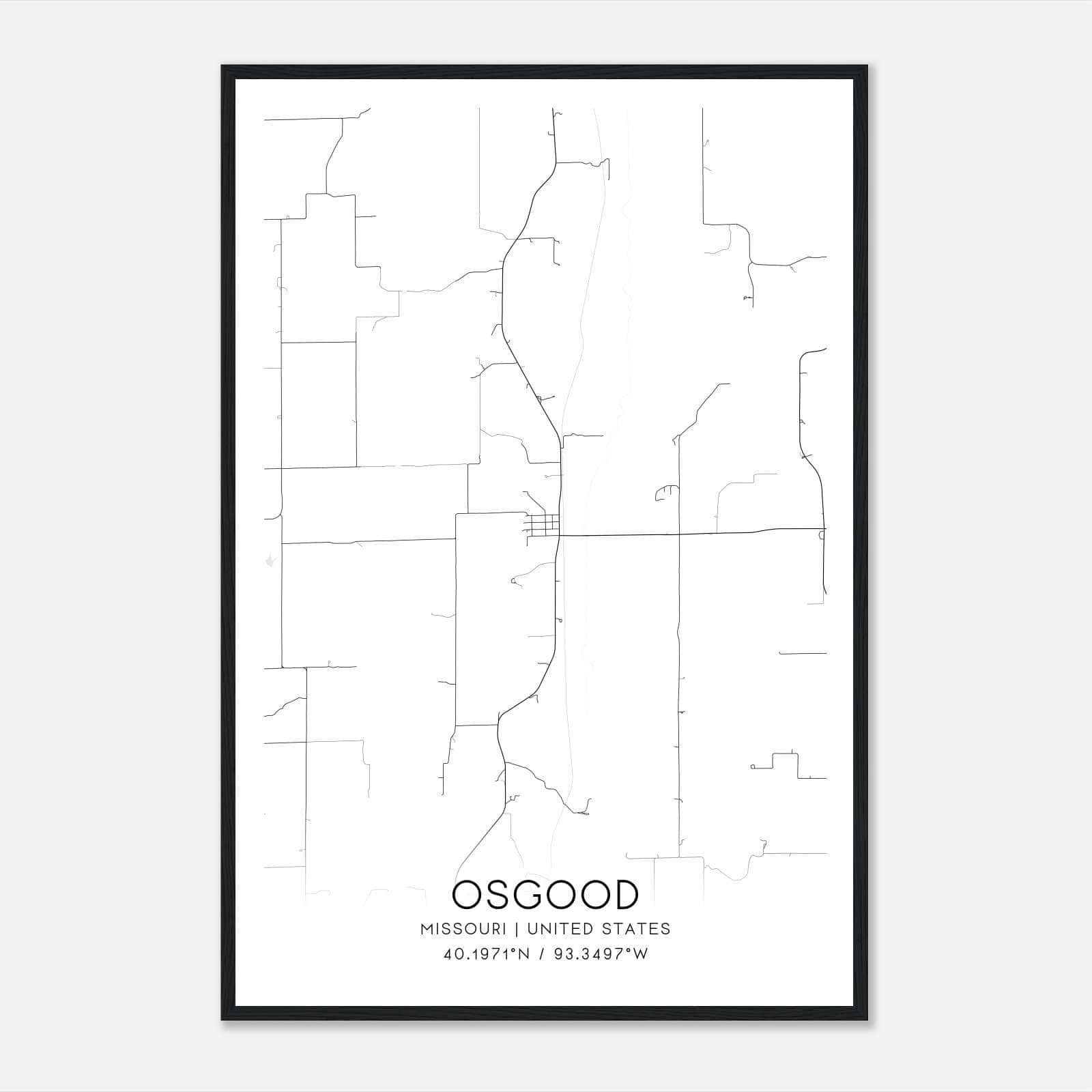 Osgood Missouri Map Poster, Modern Home Decor Wall Art Print - Custom ...
