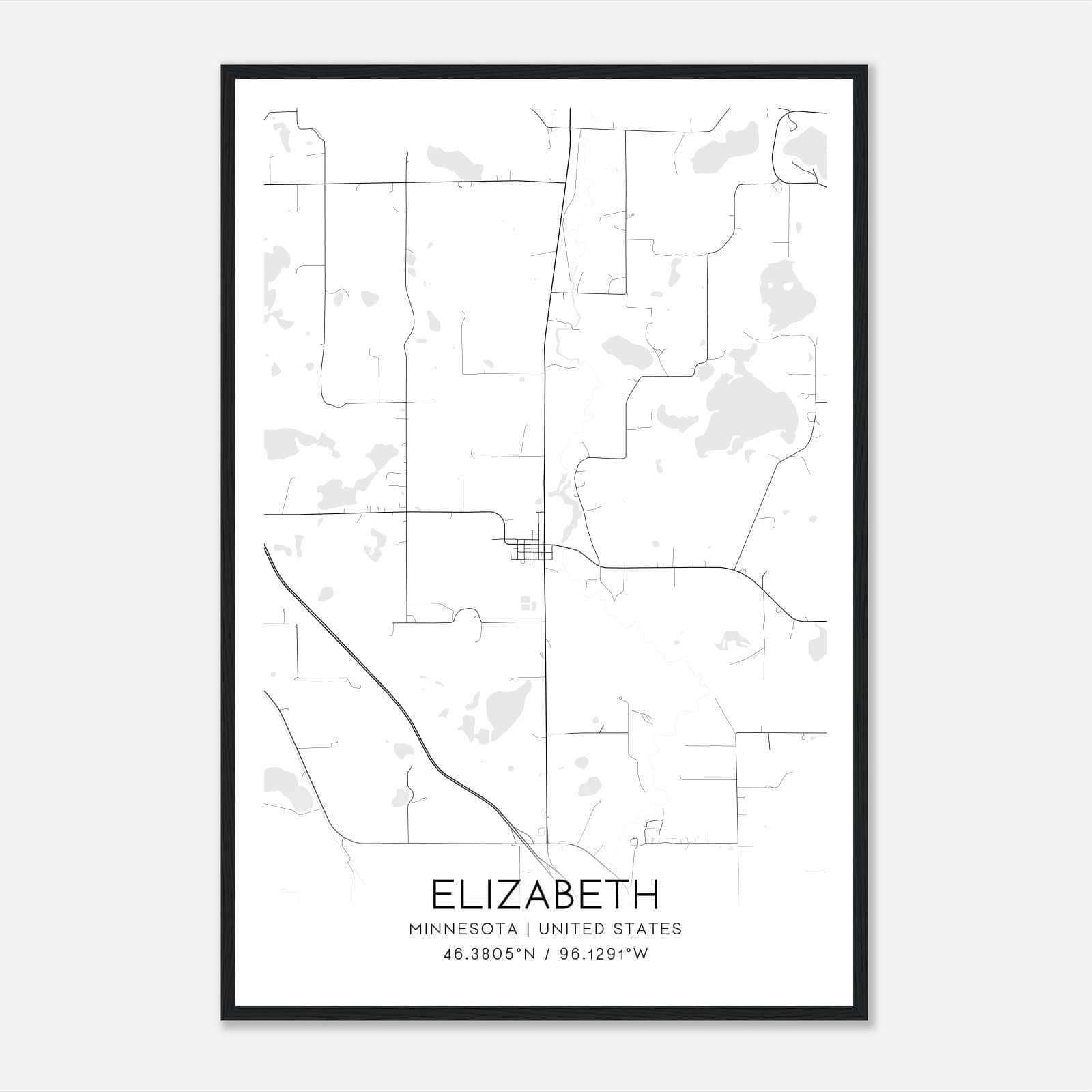 Elizabeth Minnesota Map Poster, Modern Home Decor Wall Art Print ...
