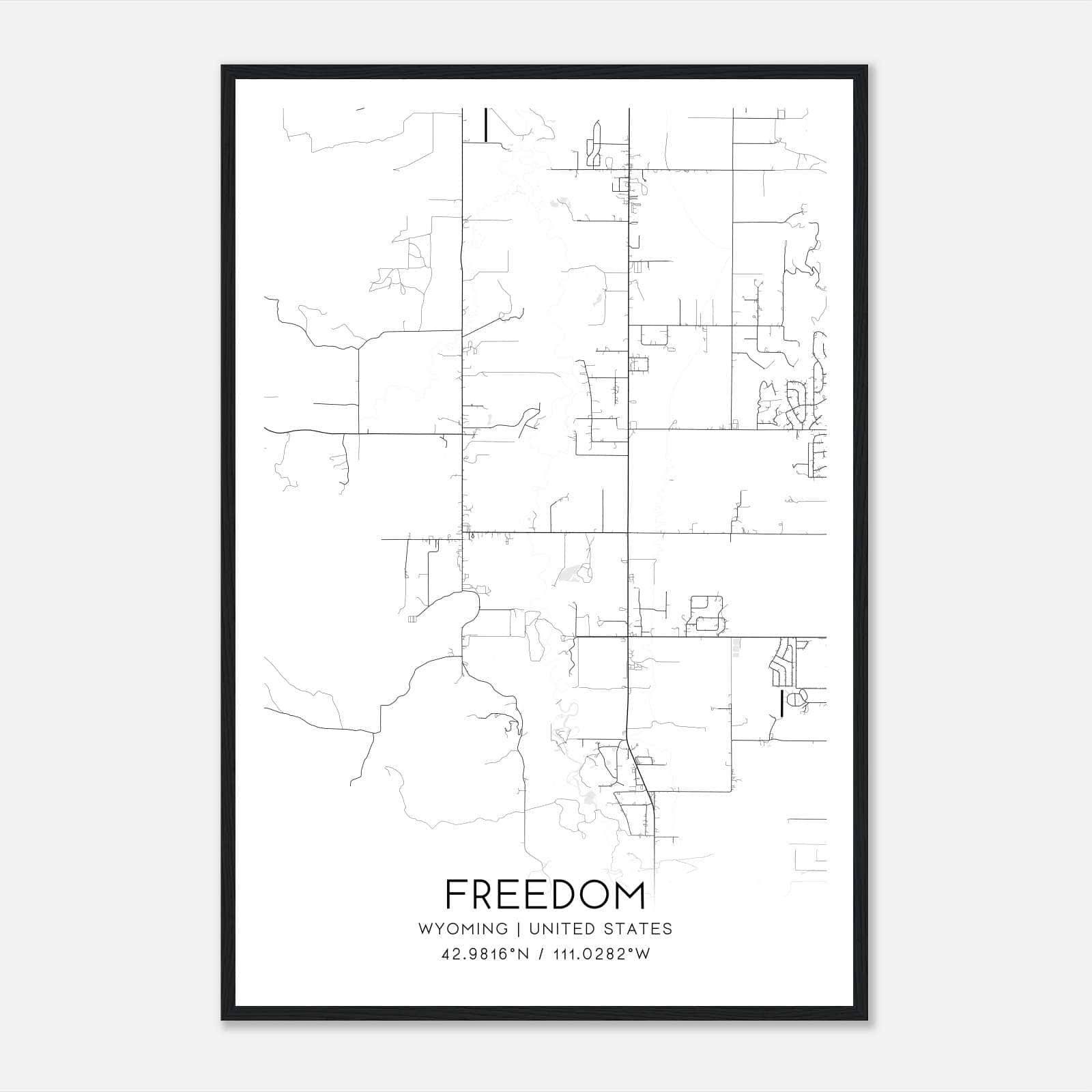 Freedom Wyoming Map Poster, Modern Home Decor Wall Art Print - Custom ...