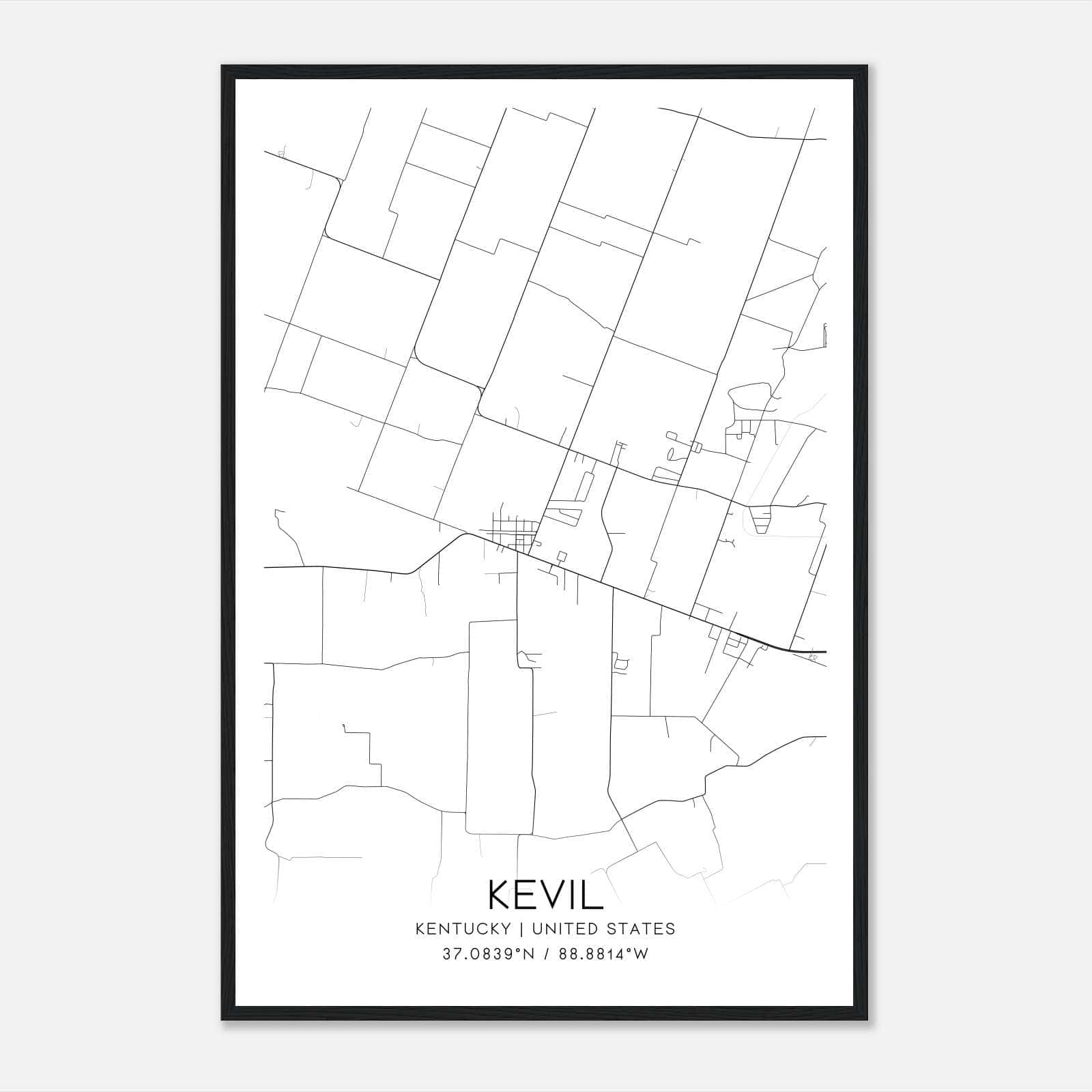 Kevil Kentucky Map Poster, Modern Home Decor Wall Art Print - Custom ...