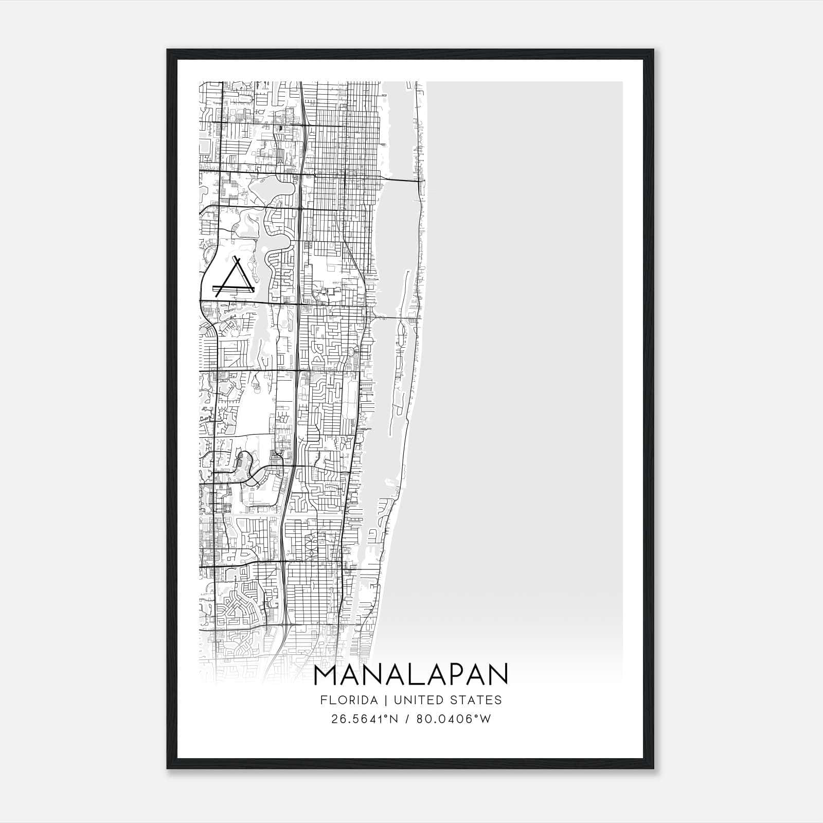 Manalapan Florida Map Poster, Modern Home Decor Wall Art Print - Custom ...