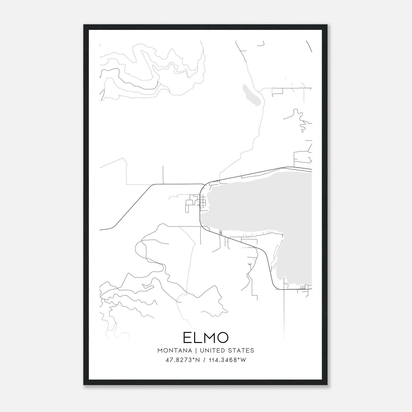 Elmo Montana Map Poster, Modern Home Decor Wall Art Print - Custom Maps ...
