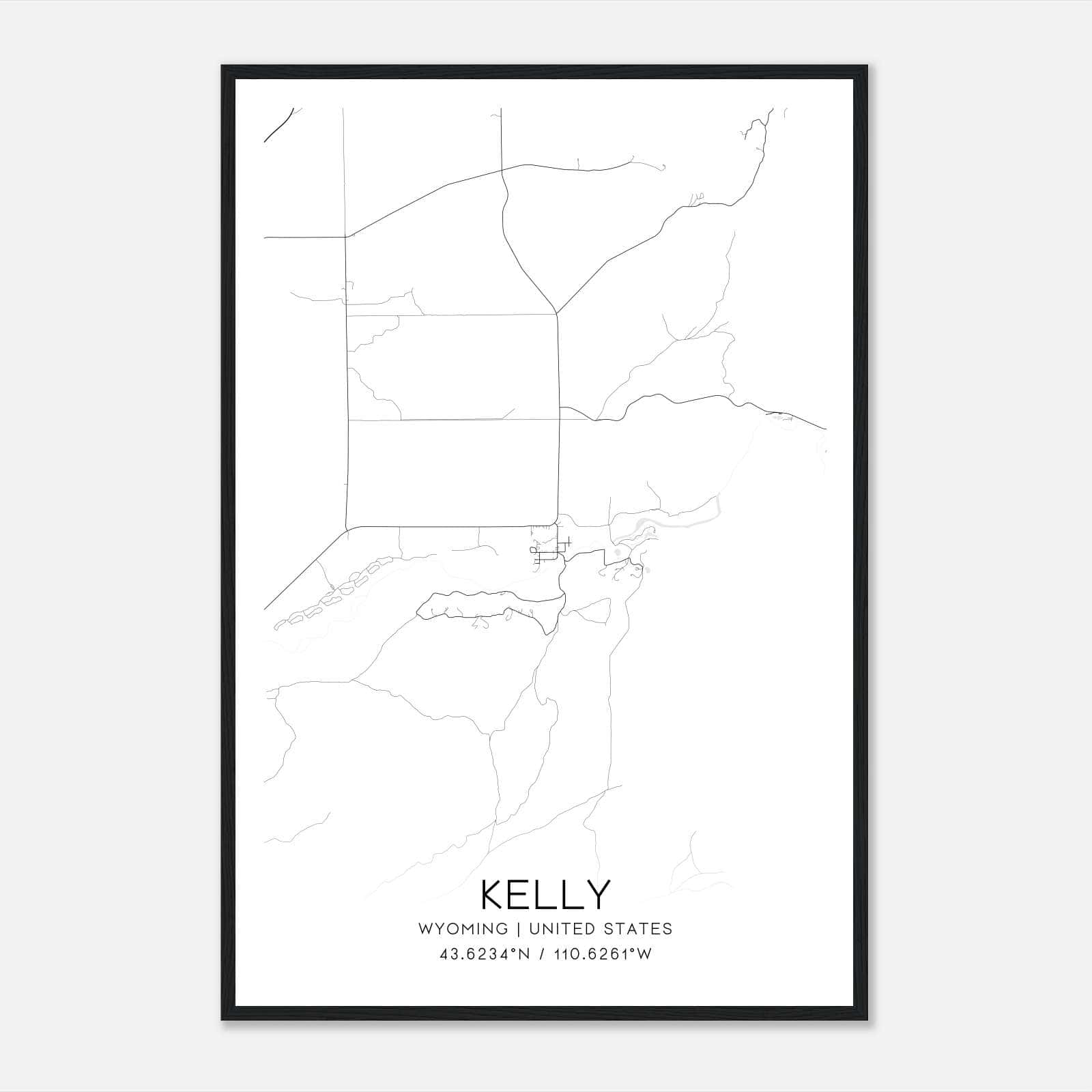 Kelly Wyoming Map Poster, Modern Home Decor Wall Art Print - Custom ...
