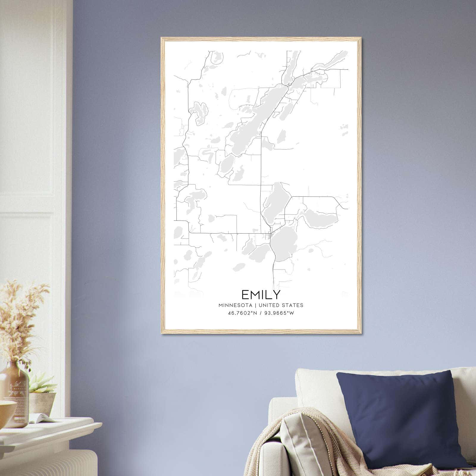 Emily Minnesota Map Poster, Modern Home Decor Wall Art Print - Custom ...