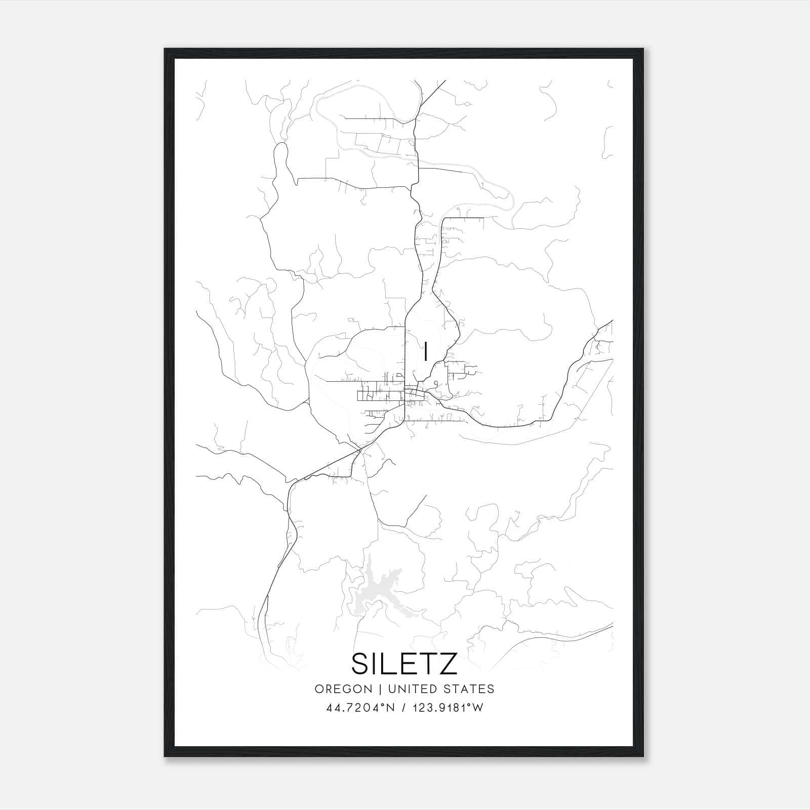 Siletz Oregon Map Poster, Modern Home Decor Wall Art Print - Custom ...