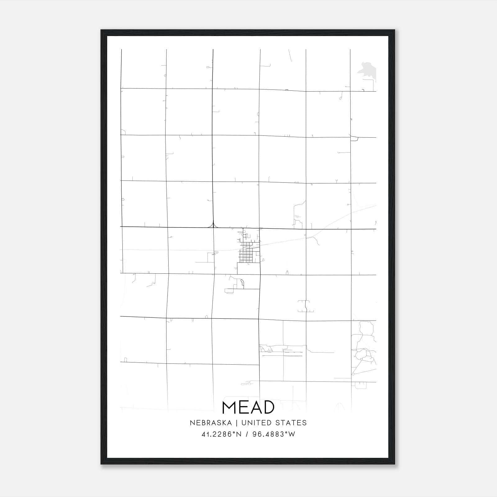 Mead Nebraska Map Poster, Modern Home Decor Wall Art Print - Custom ...