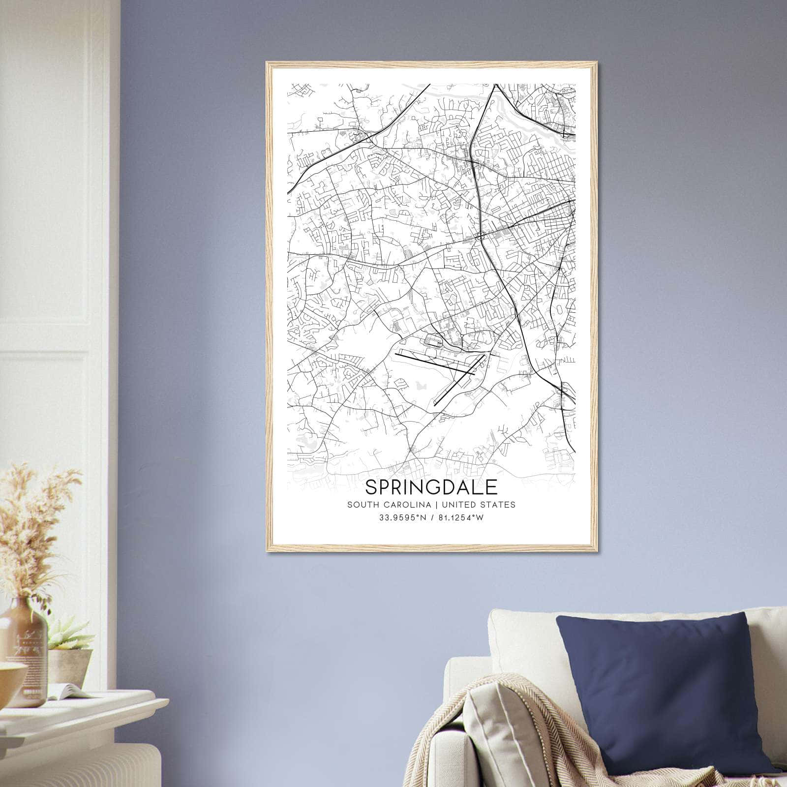 Springdale South Carolina Map Poster, Modern Home Decor Wall Art Print ...