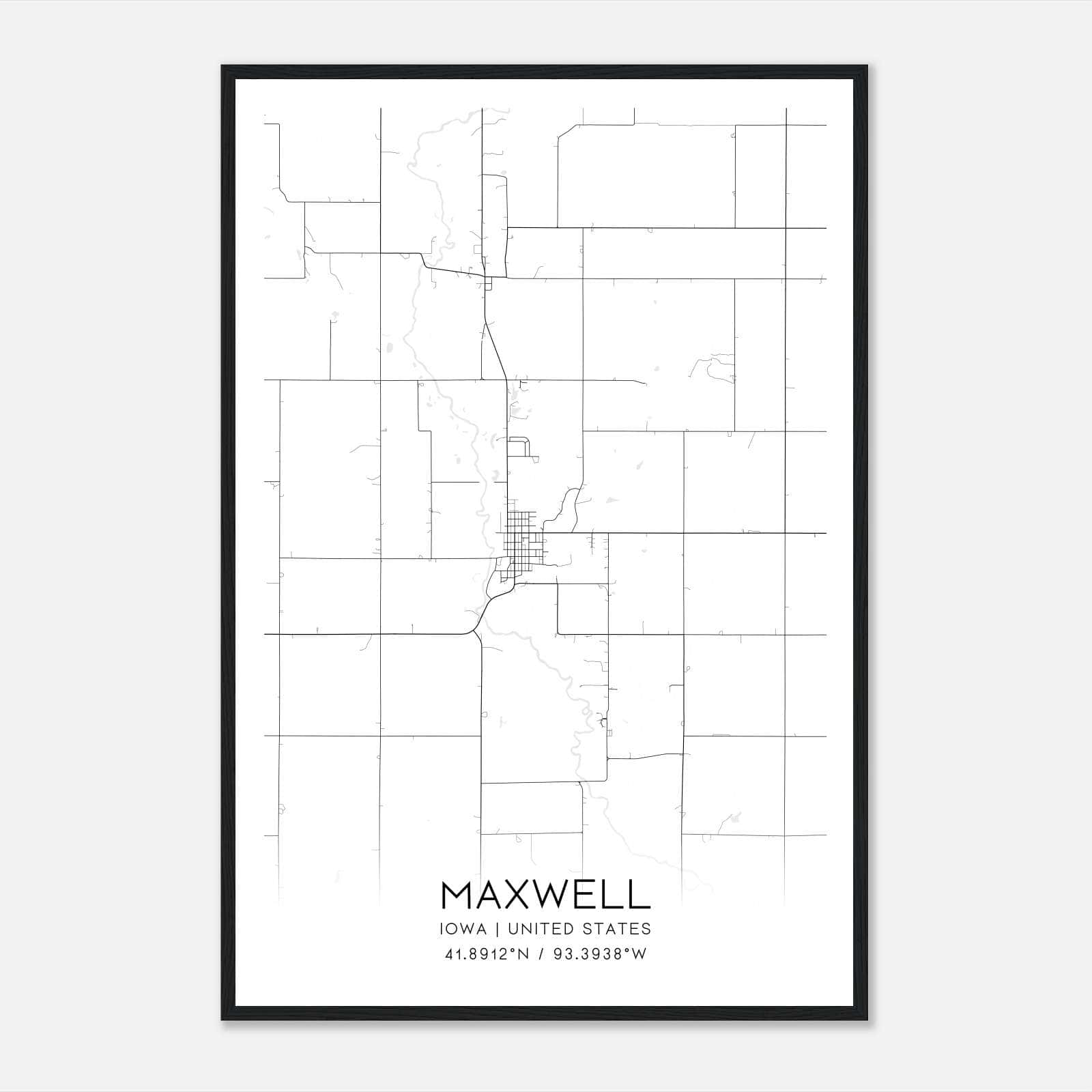 Maxwell Iowa Map Poster, Modern Home Decor Wall Art Print - Custom Maps ...