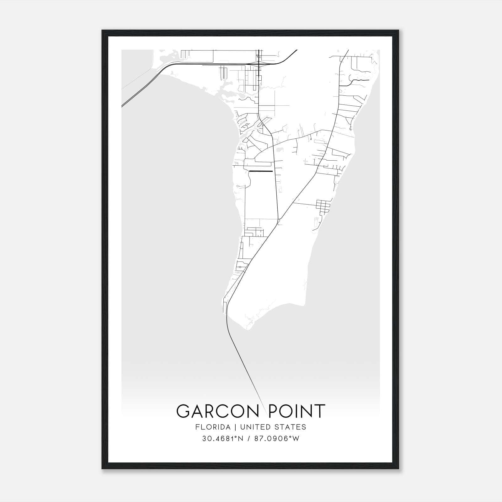 Garcon Point Florida Map Poster, Modern Home Decor Wall Art Print ...