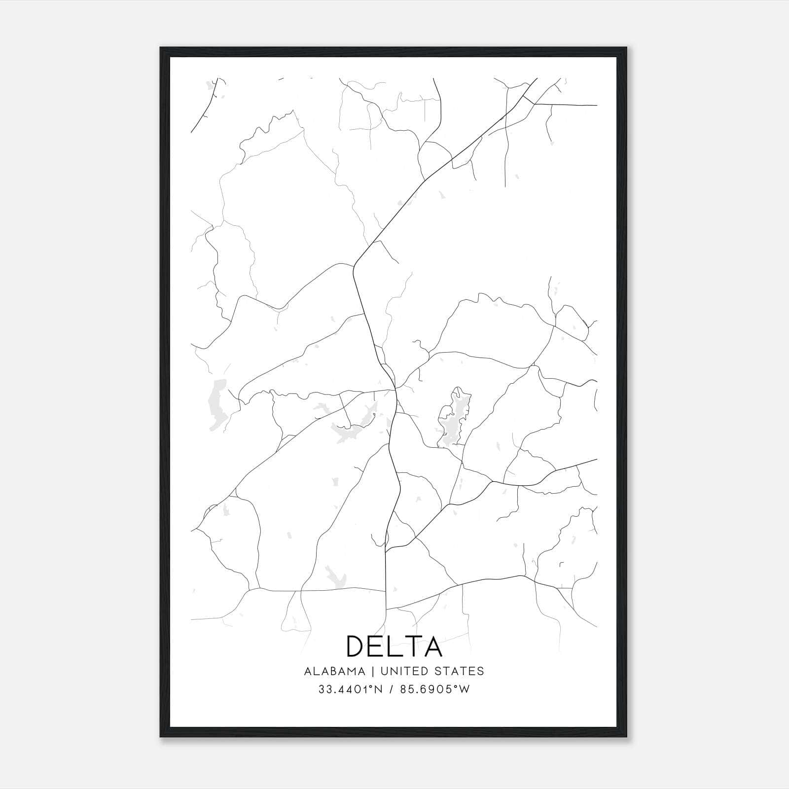 Delta Alabama Map Poster, Modern Home Decor Wall Art Print - Custom ...
