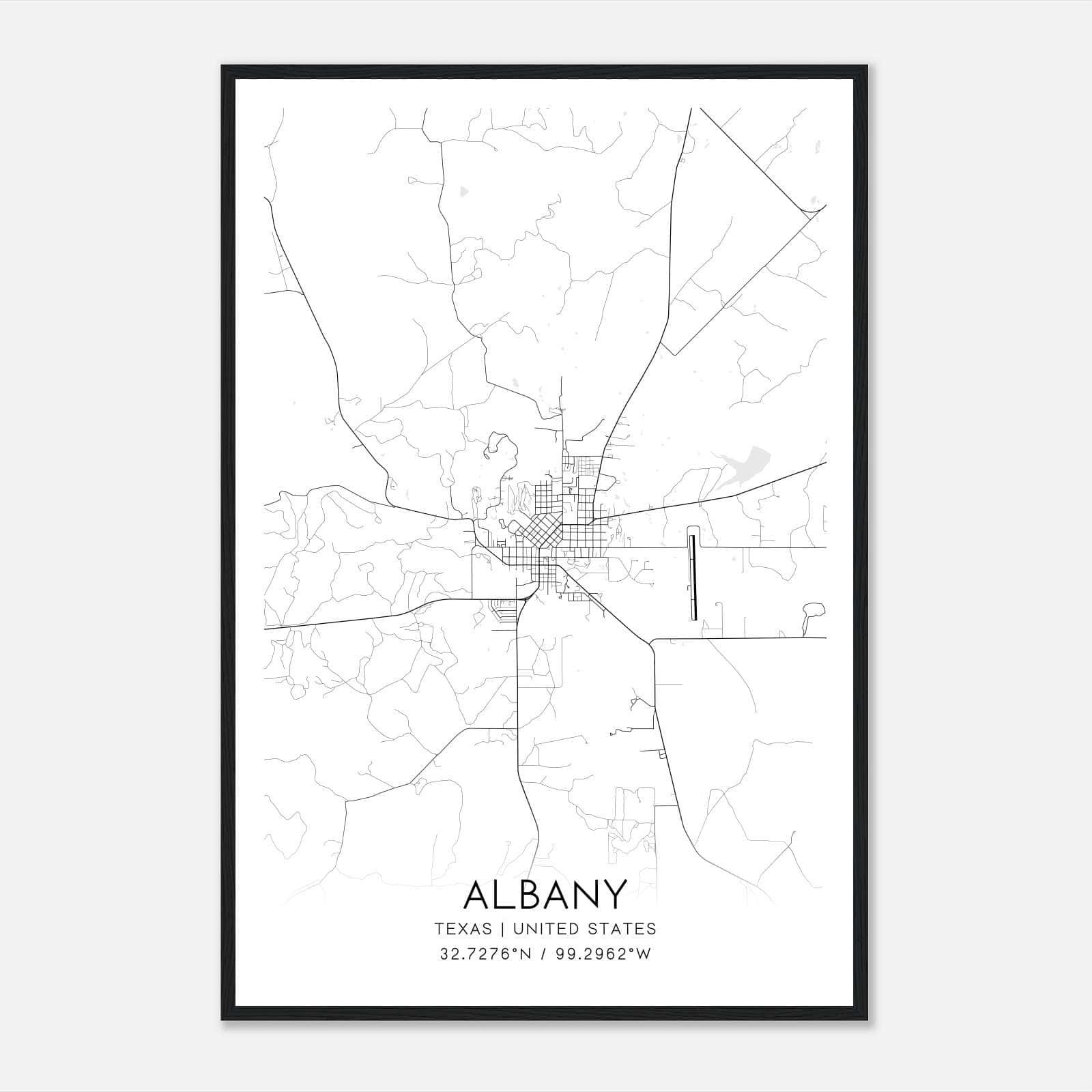 Albany Texas Map Poster, Modern Home Decor Wall Art Print - Custom Maps ...