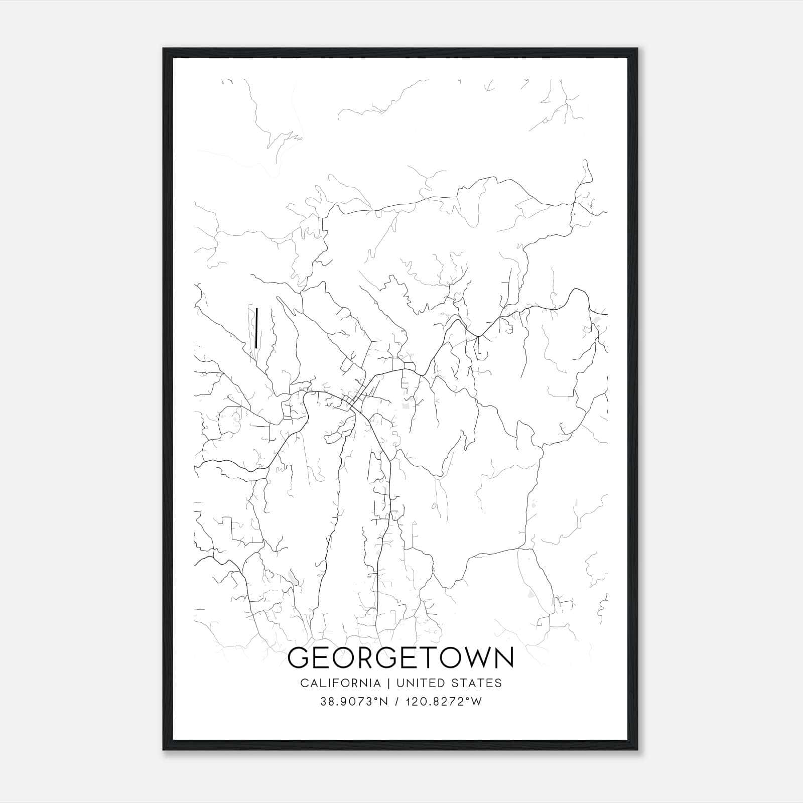Georgetown California Map Poster, Modern Home Decor Wall Art Print ...