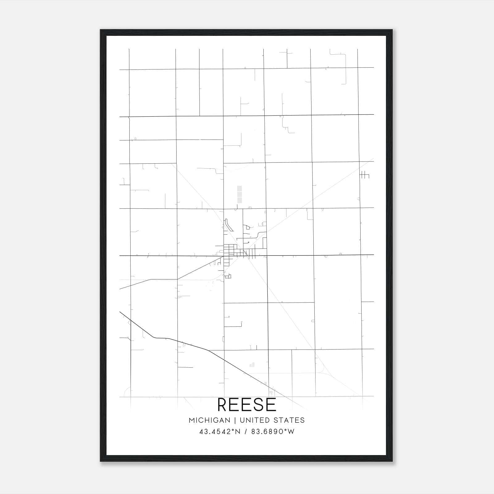 Reese Michigan Map Poster, Modern Home Decor Wall Art Print - Custom ...