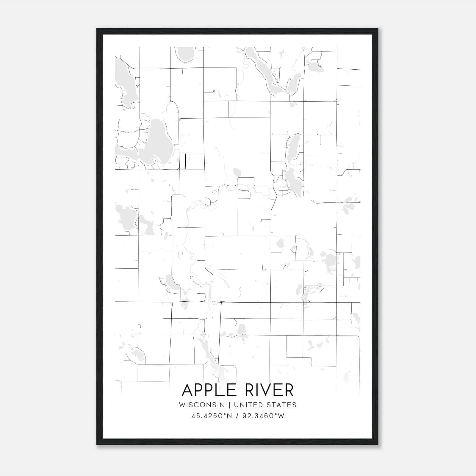 Apple River Wisconsin Map Poster, Modern Home Decor Wall Art Print ...