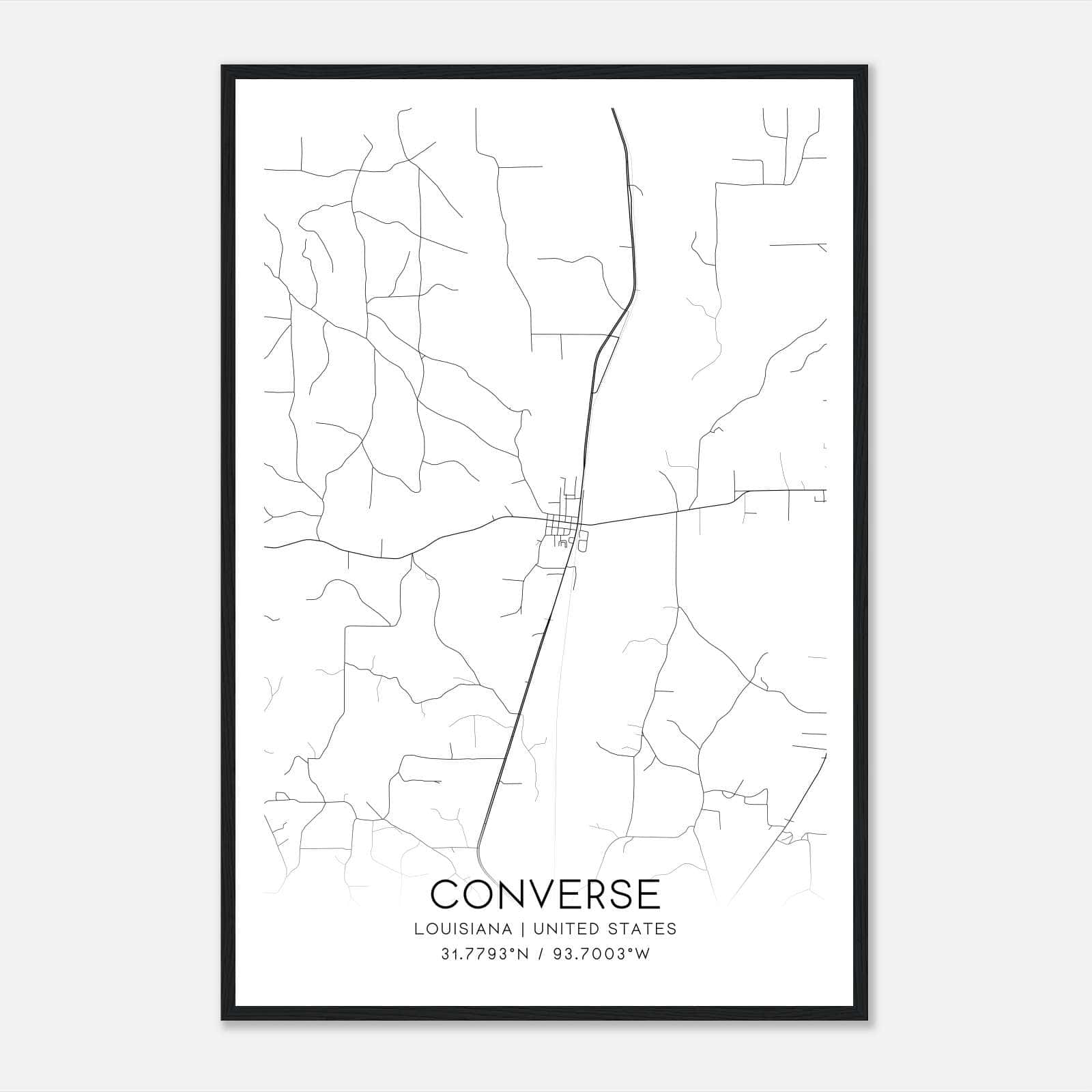 Converse Louisiana Map Poster, Modern Home Decor Wall Art Print ...