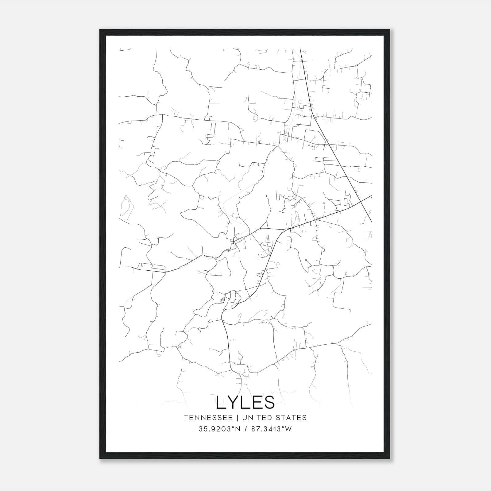 Lyles Tennessee Map Poster, Modern Home Decor Wall Art Print - Custom ...