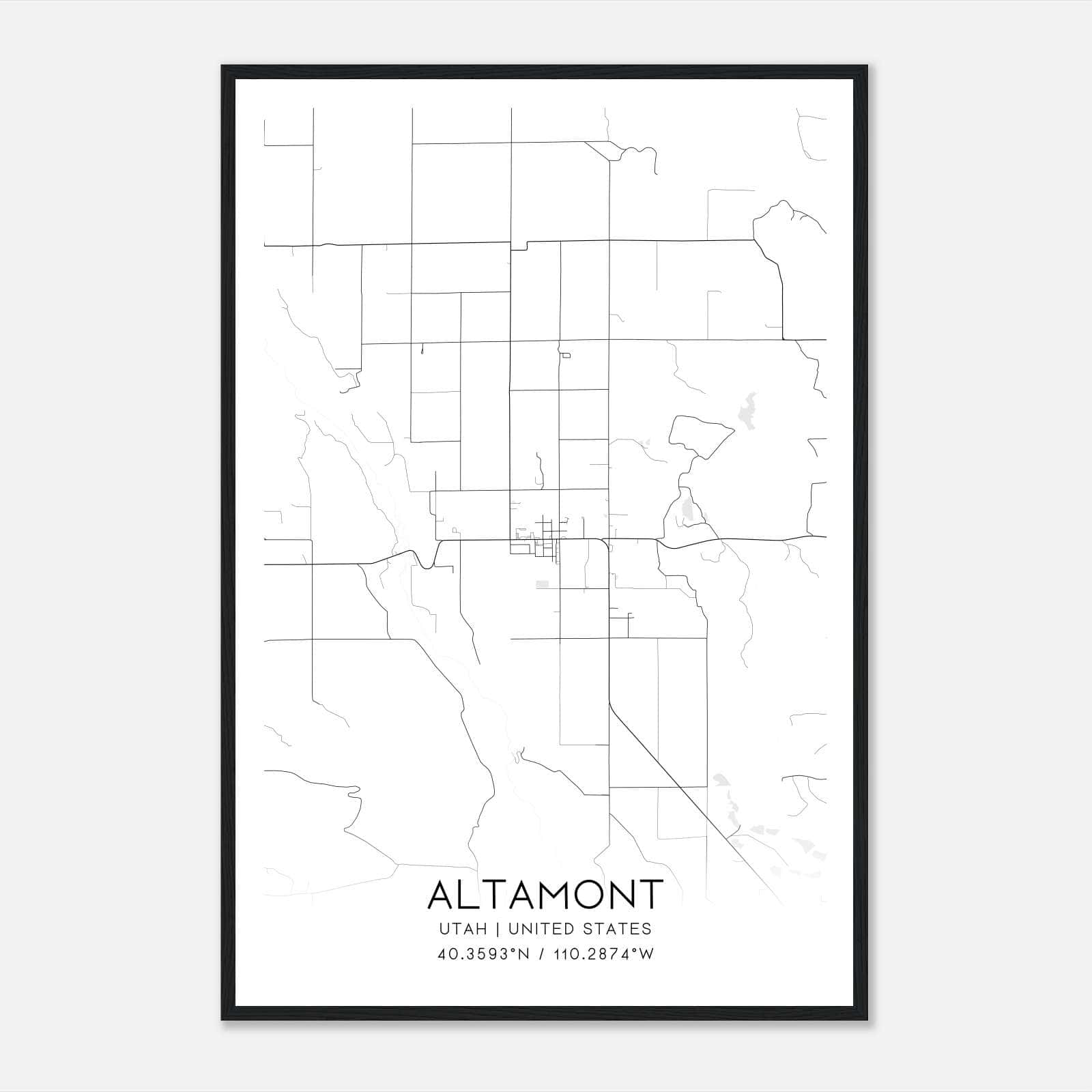 Altamont Utah Map Poster, Modern Home Decor Wall Art Print - Custom ...