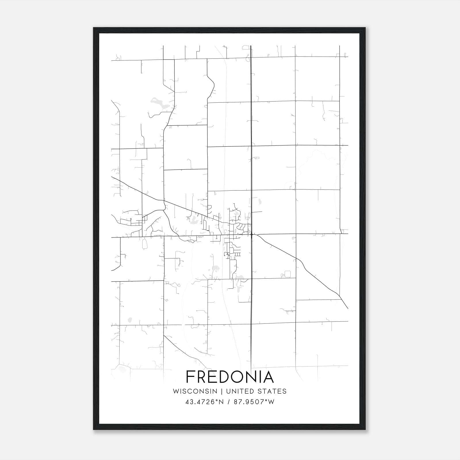 Fredonia Wisconsin Map Poster, Modern Home Decor Wall Art Print ...
