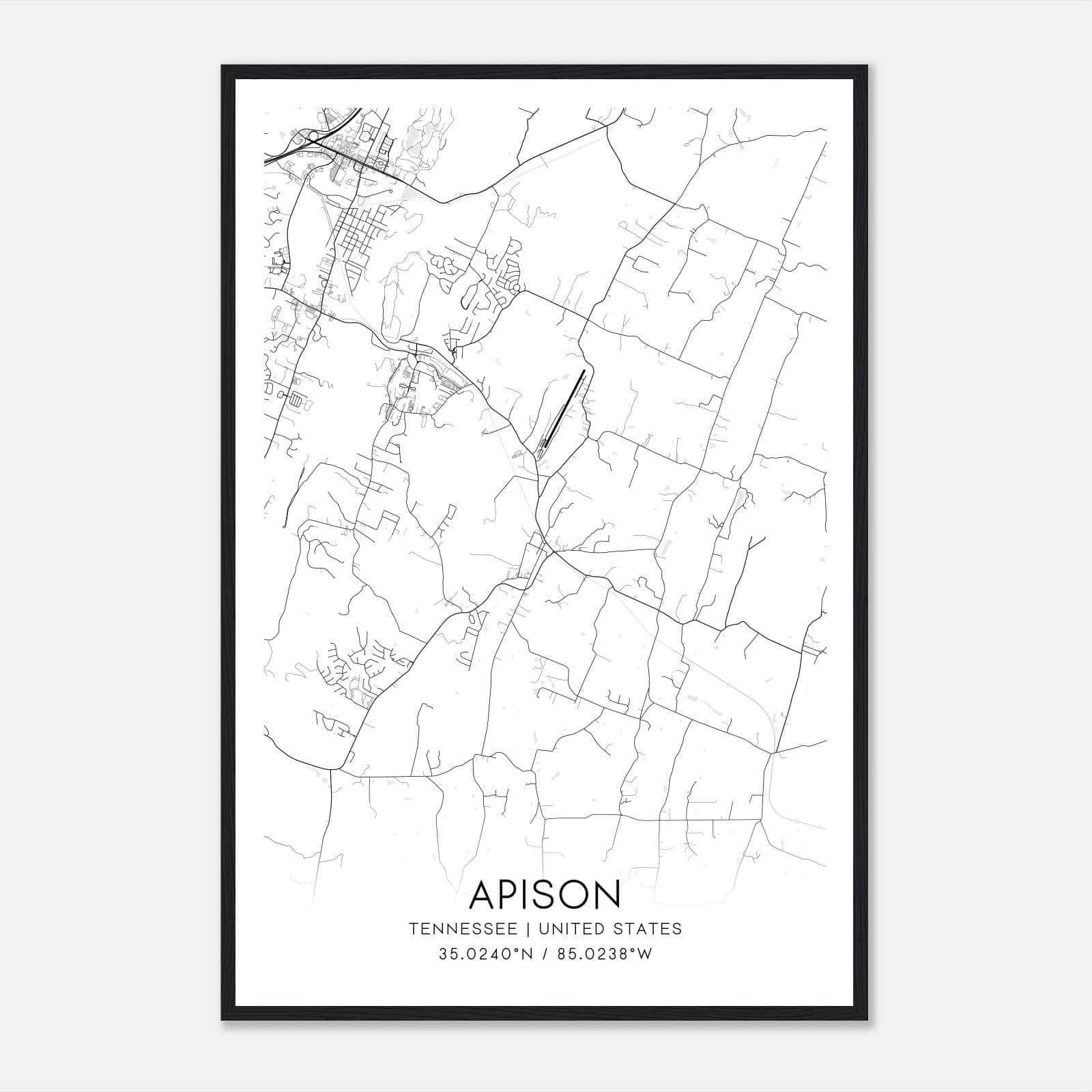 Apison Tennessee Map Poster, Modern Home Decor Wall Art Print - Custom ...
