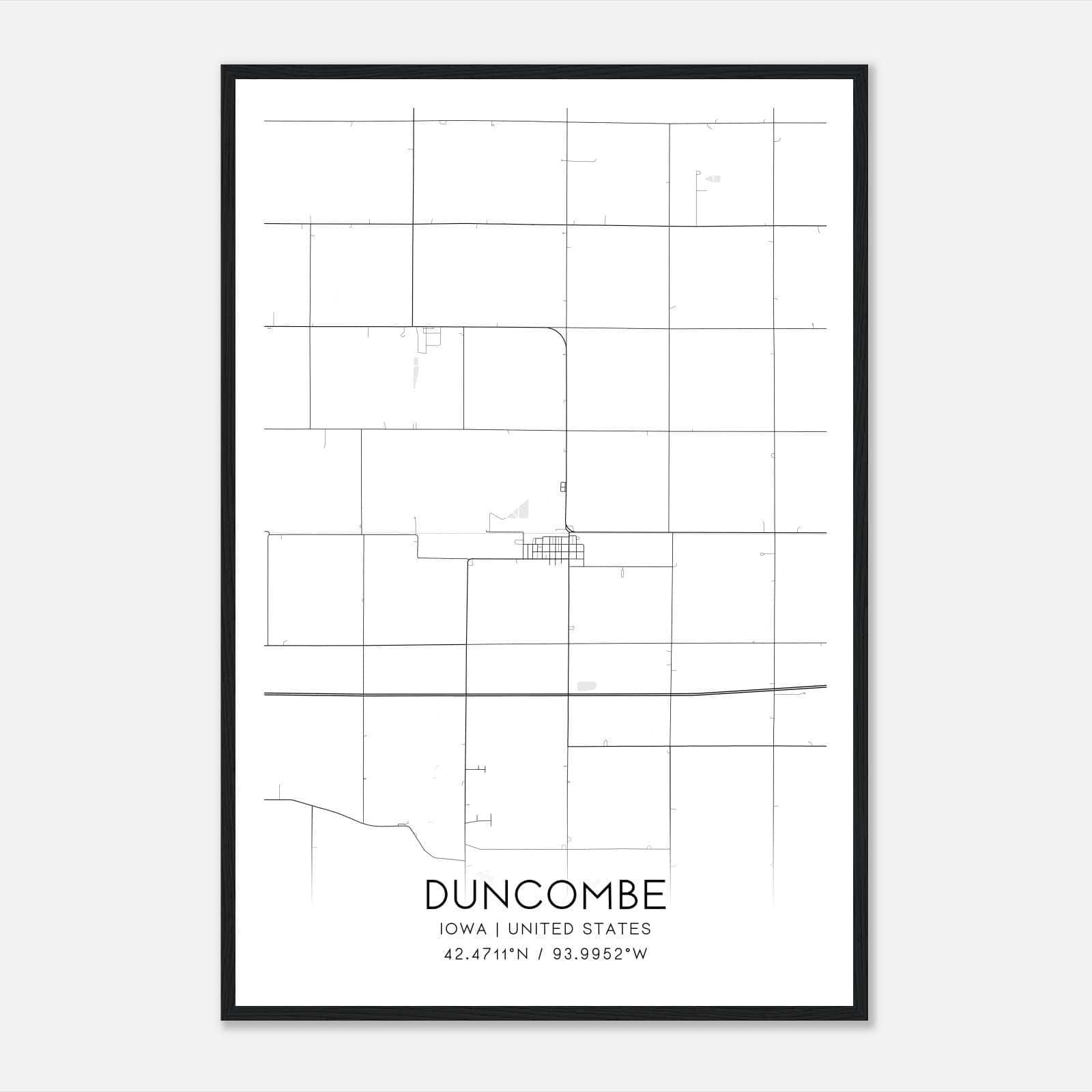 Duncombe Iowa Map Poster, Modern Home Decor Wall Art Print - Custom ...