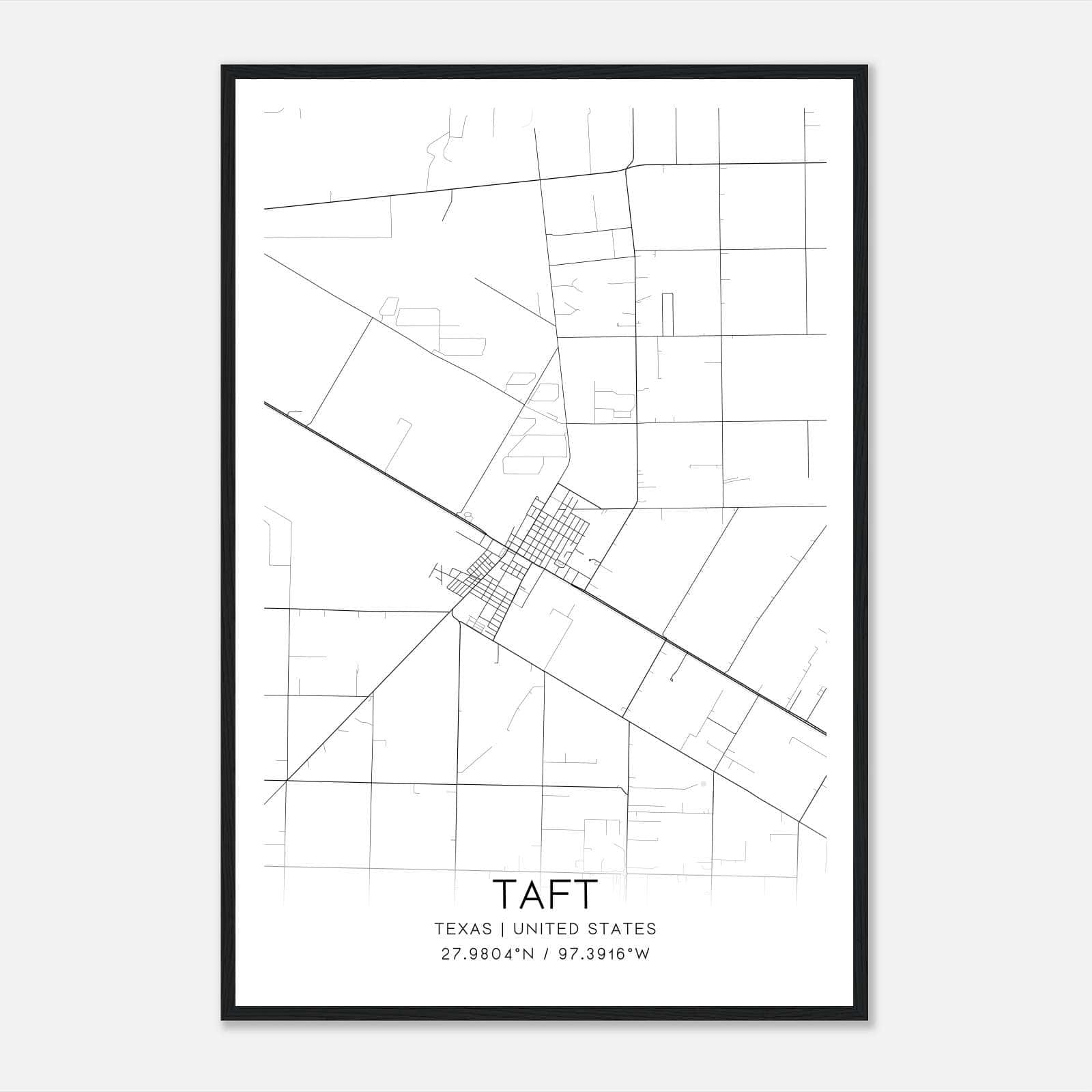 Taft Texas Map Poster, Modern Home Decor Wall Art Print - Custom Maps ...