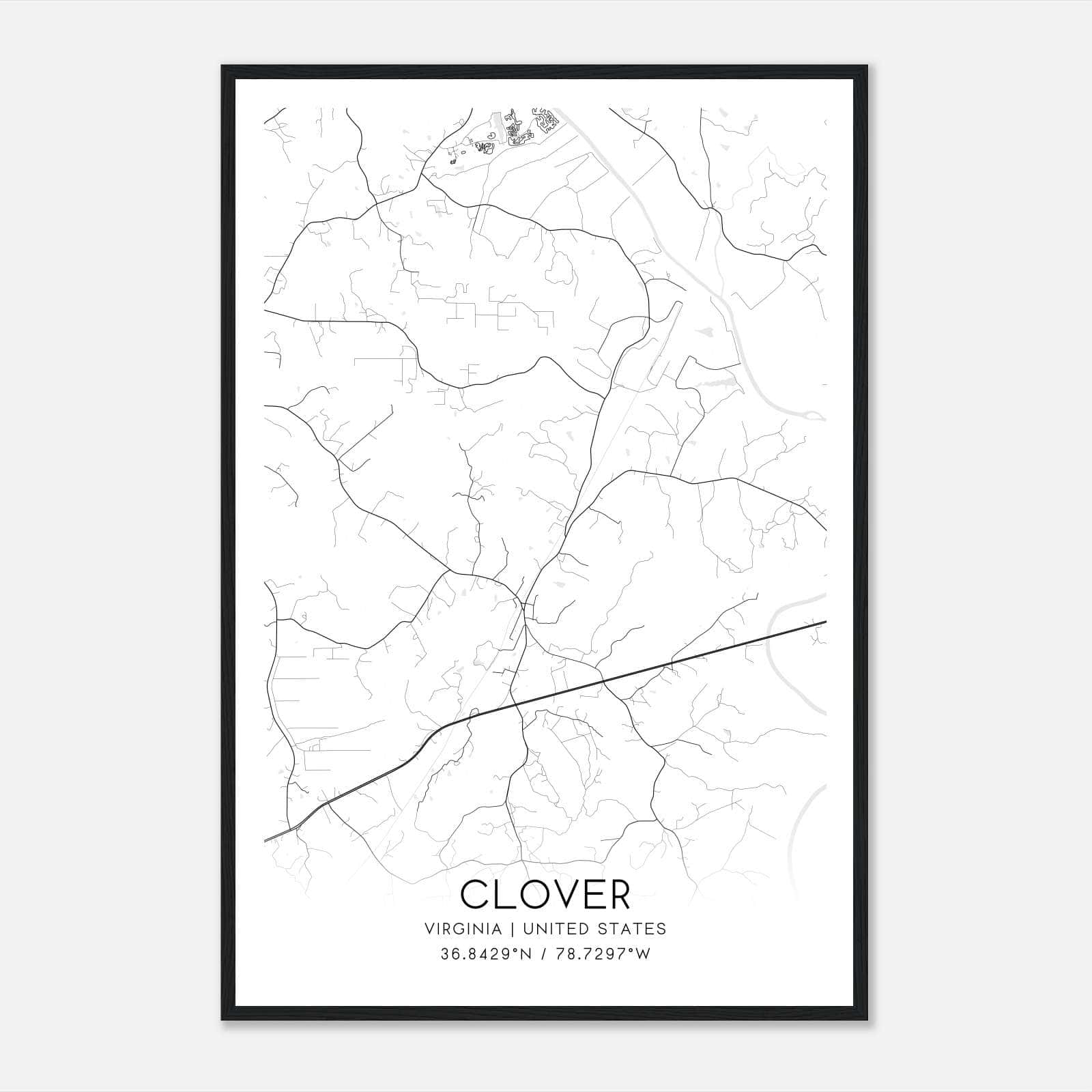 Clover Virginia Map Poster, Modern Home Decor Wall Art Print - Custom ...