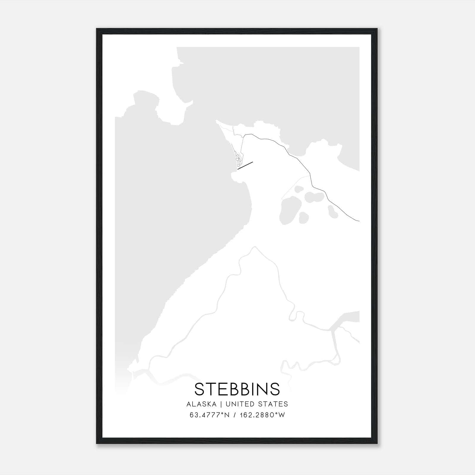Stebbins Alaska Map Poster, Modern Home Decor Wall Art Print - Custom ...