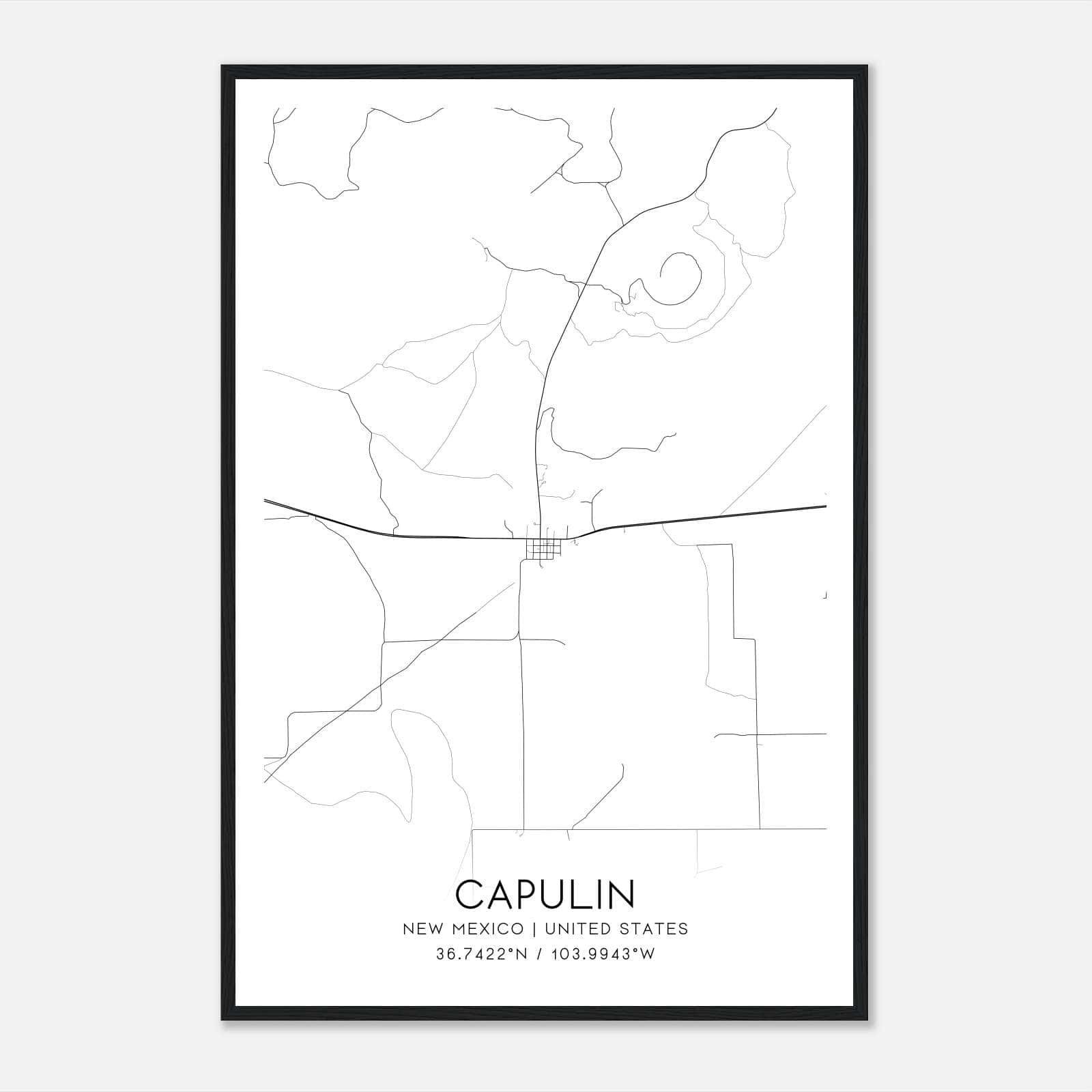 Capulin New Mexico Map Poster, Modern Home Decor Wall Art Print ...