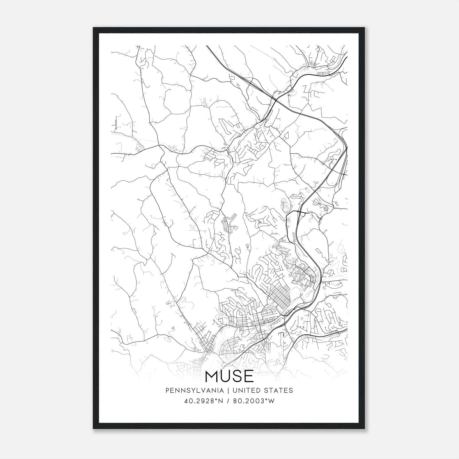 Muse Pennsylvania Map Poster, Modern Home Decor Wall Art Print - Custom ...
