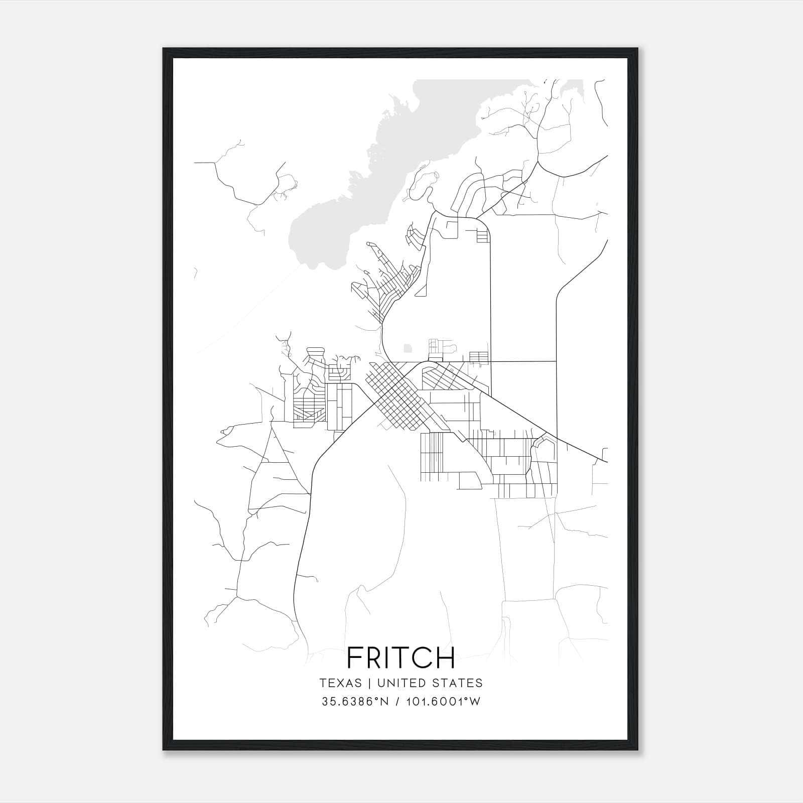 Fritch Texas Map Poster, Modern Home Decor Wall Art Print - Custom Maps ...