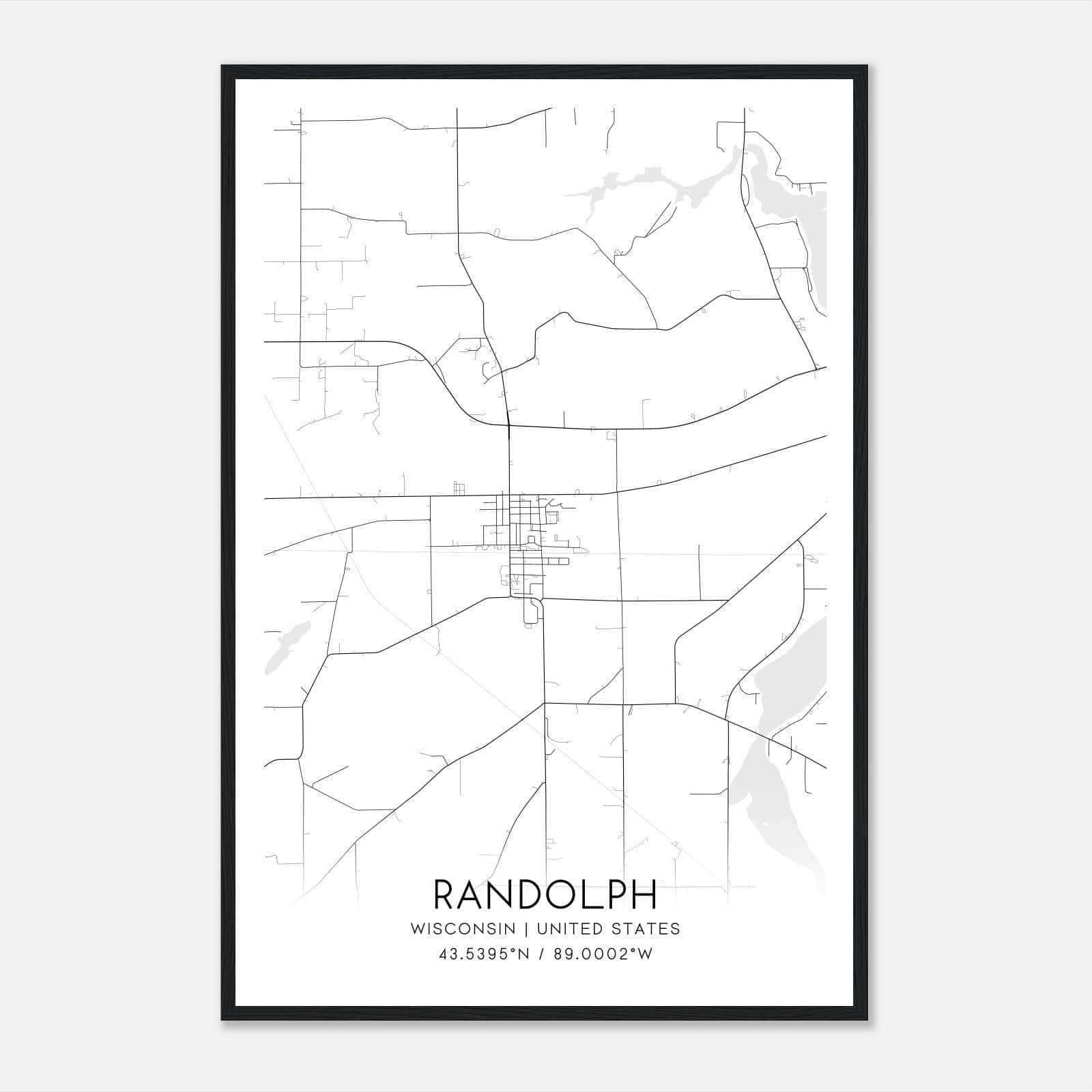 Randolph Wisconsin Map Poster, Modern Home Decor Wall Art Print - Custom Maps & Posters