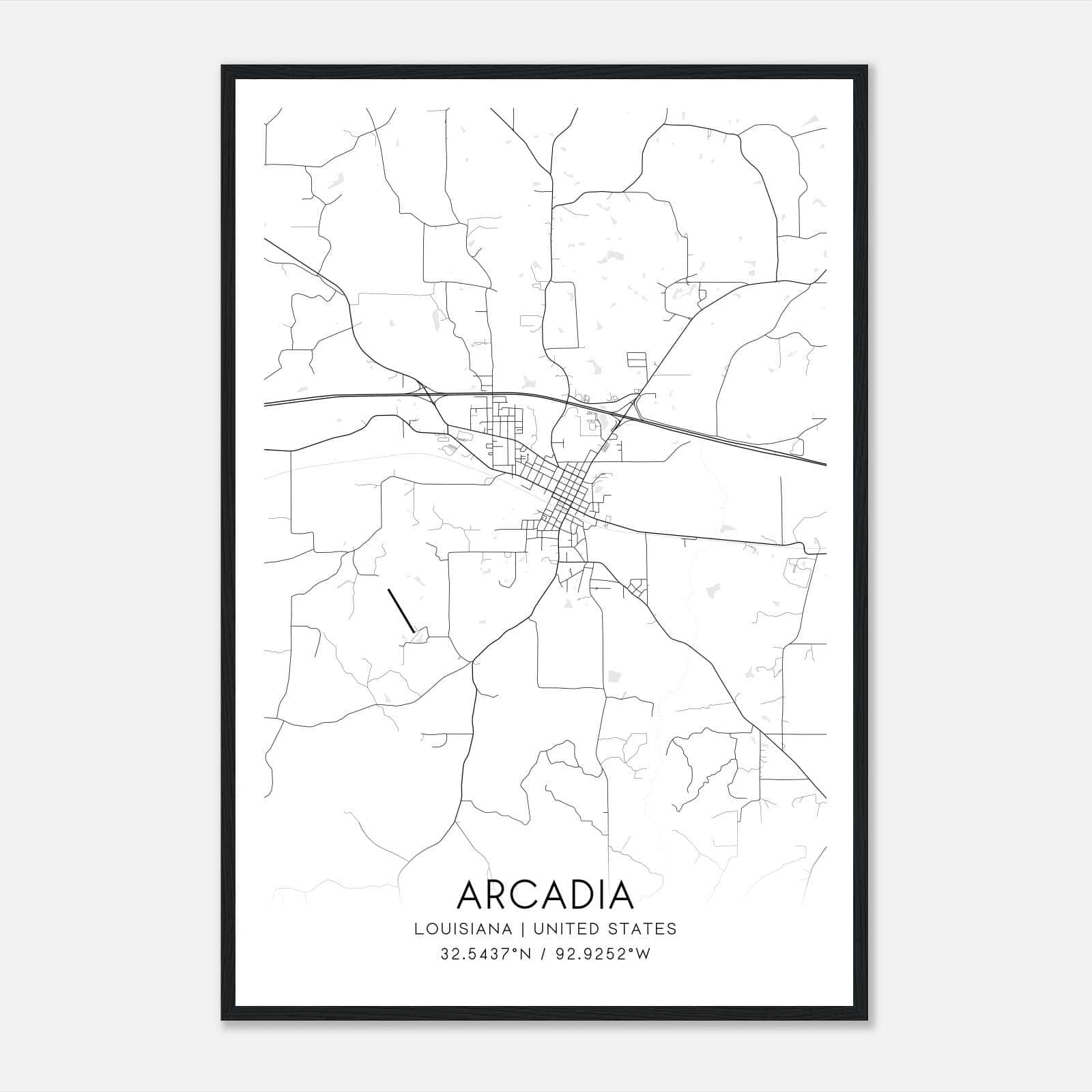 Arcadia Louisiana Map Poster, Modern Home Decor Wall Art Print - Custom ...