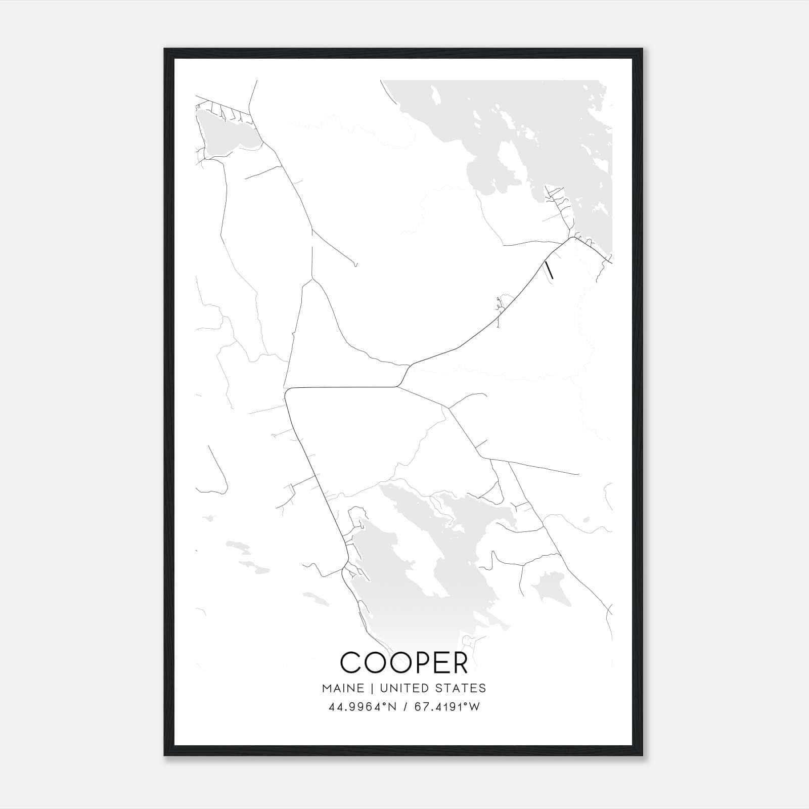 Cooper Maine Map Poster, Modern Home Decor Wall Art Print - Custom Maps ...
