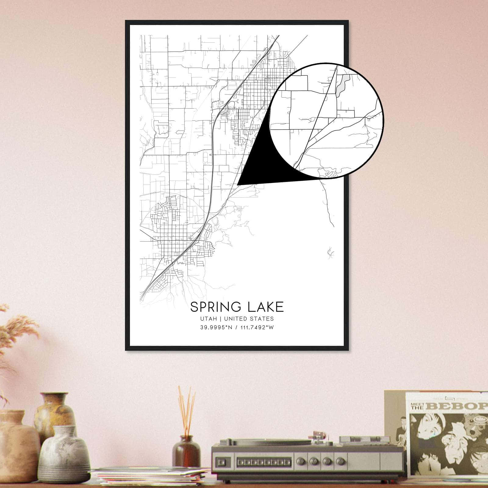 Spring Lake Utah Map Poster, Modern Home Decor Wall Art Print - Custom ...