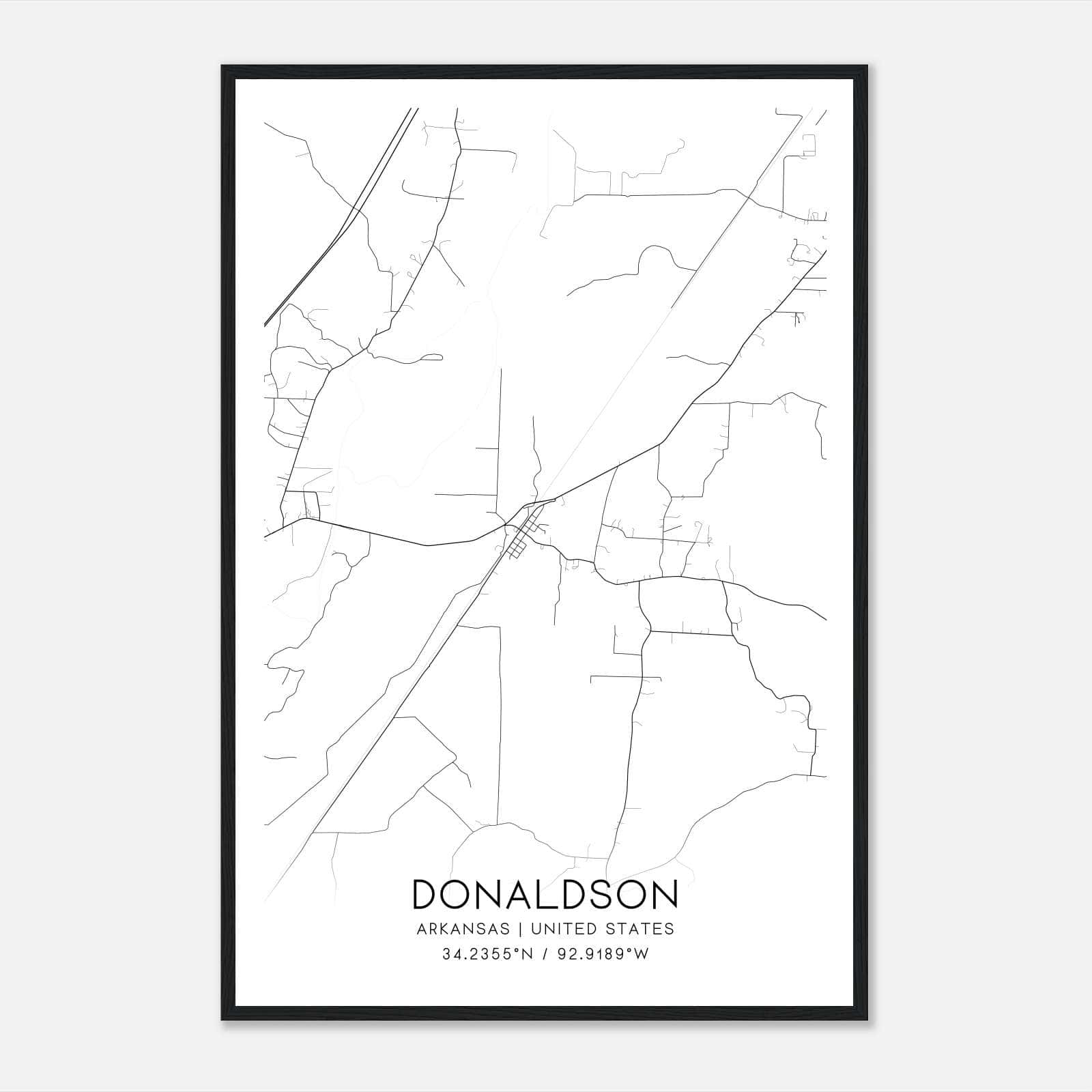 Donaldson Arkansas Map Poster, Modern Home Decor Wall Art Print ...