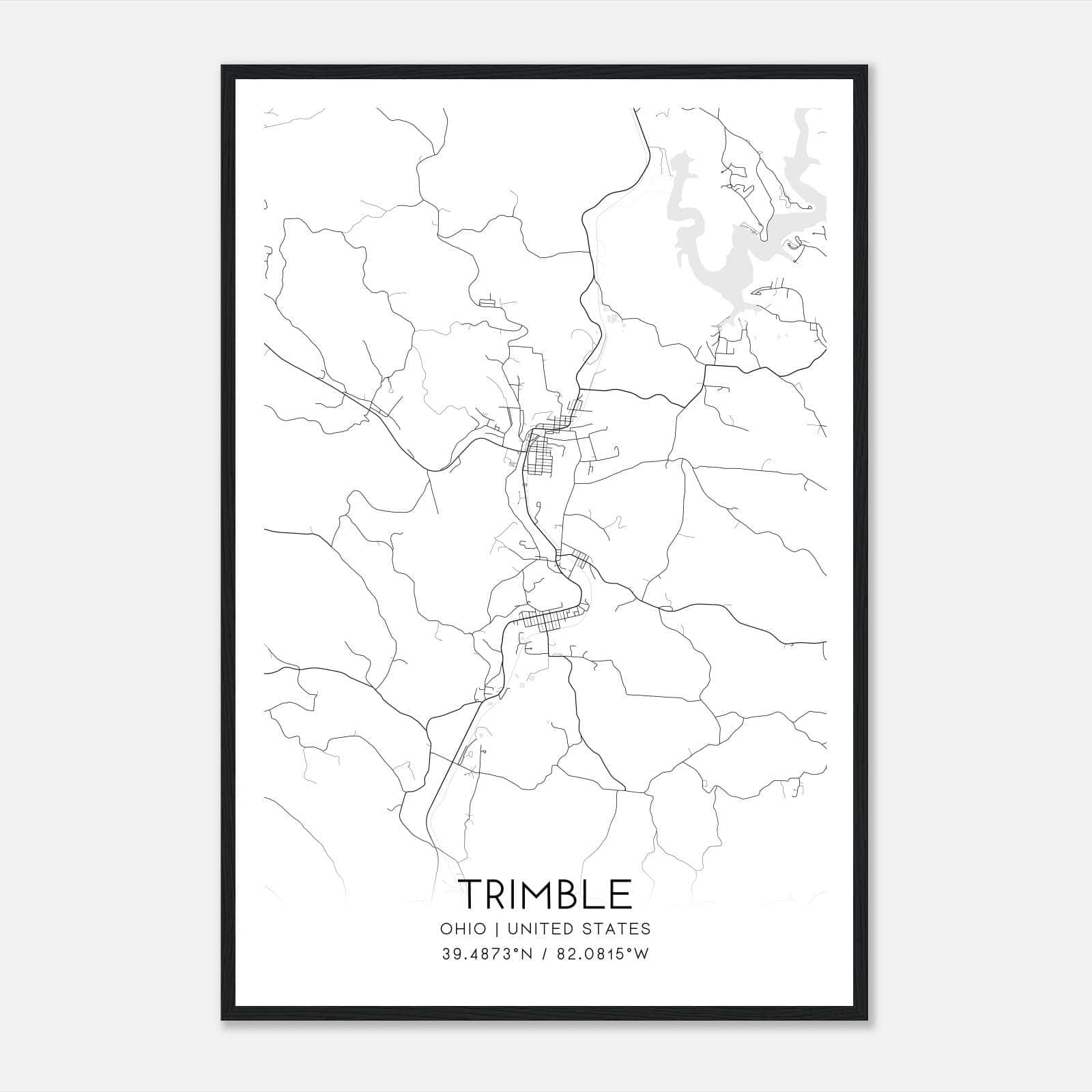 Trimble Ohio Map Poster, Modern Home Decor Wall Art Print - Custom Maps ...